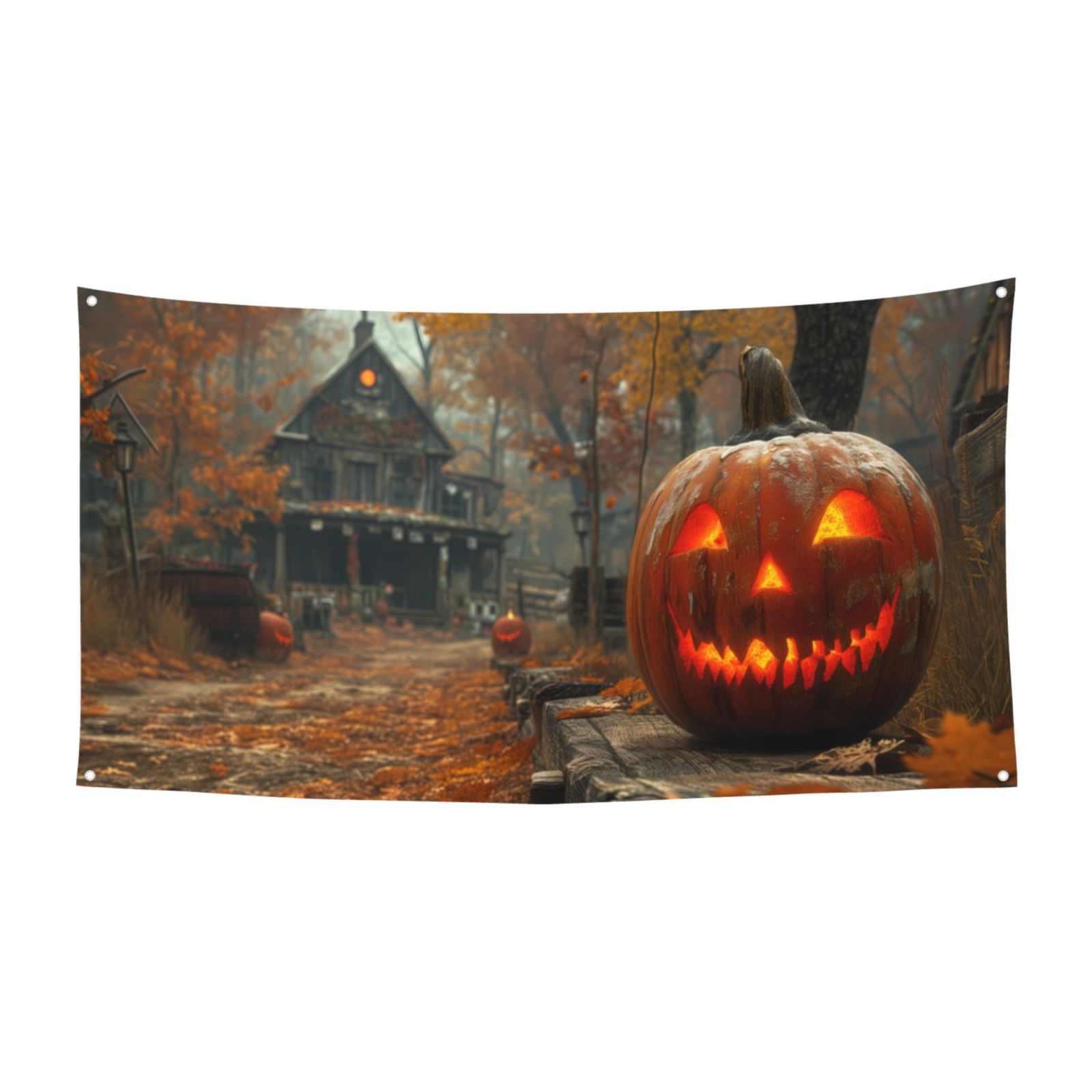 Halloween Flag - Halloween Autumn Leaf Pumpkin Flag 35x70 Inch With ...