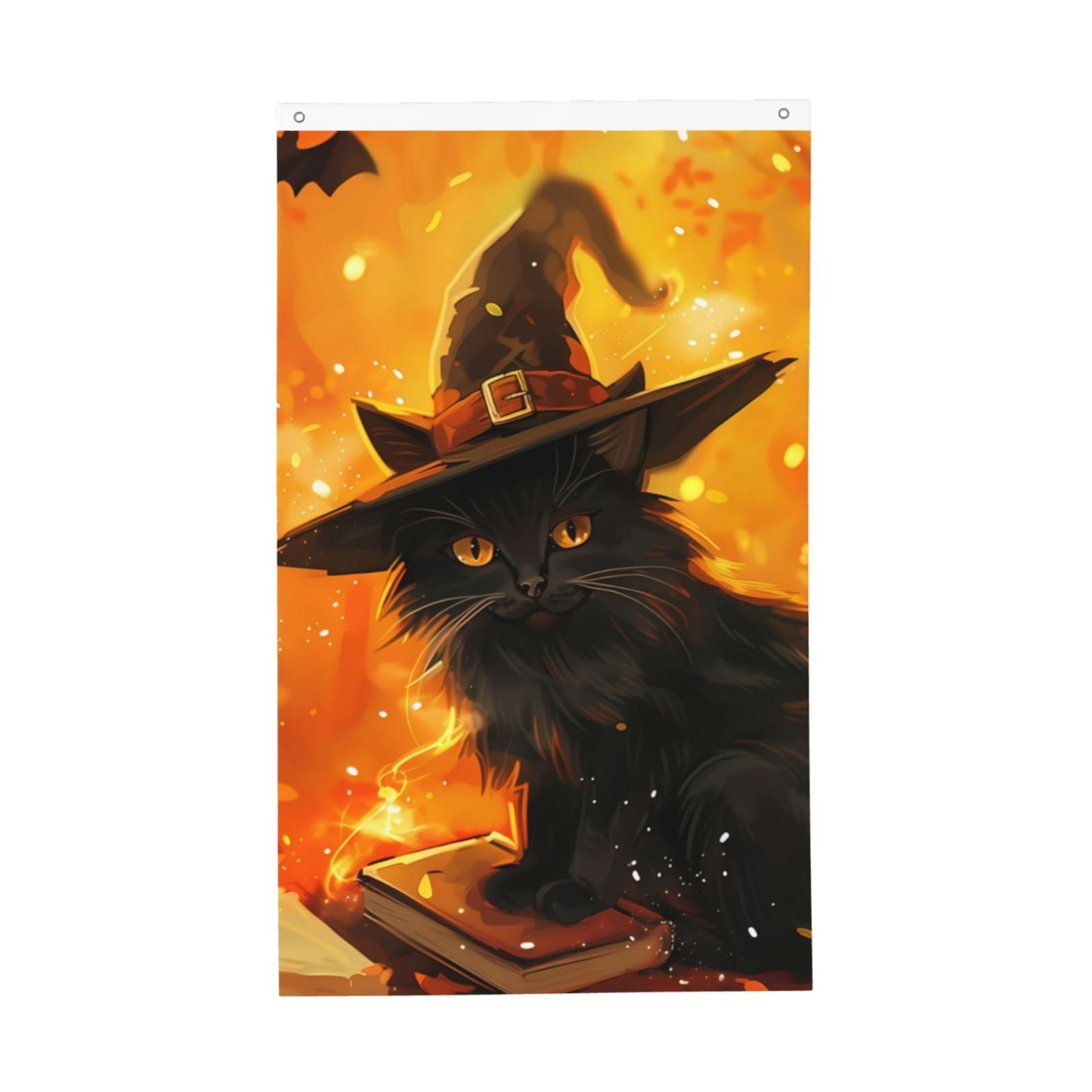 Halloween Flag, Halloween Bat Witch Hat Black Cat Double Sided Garden ...