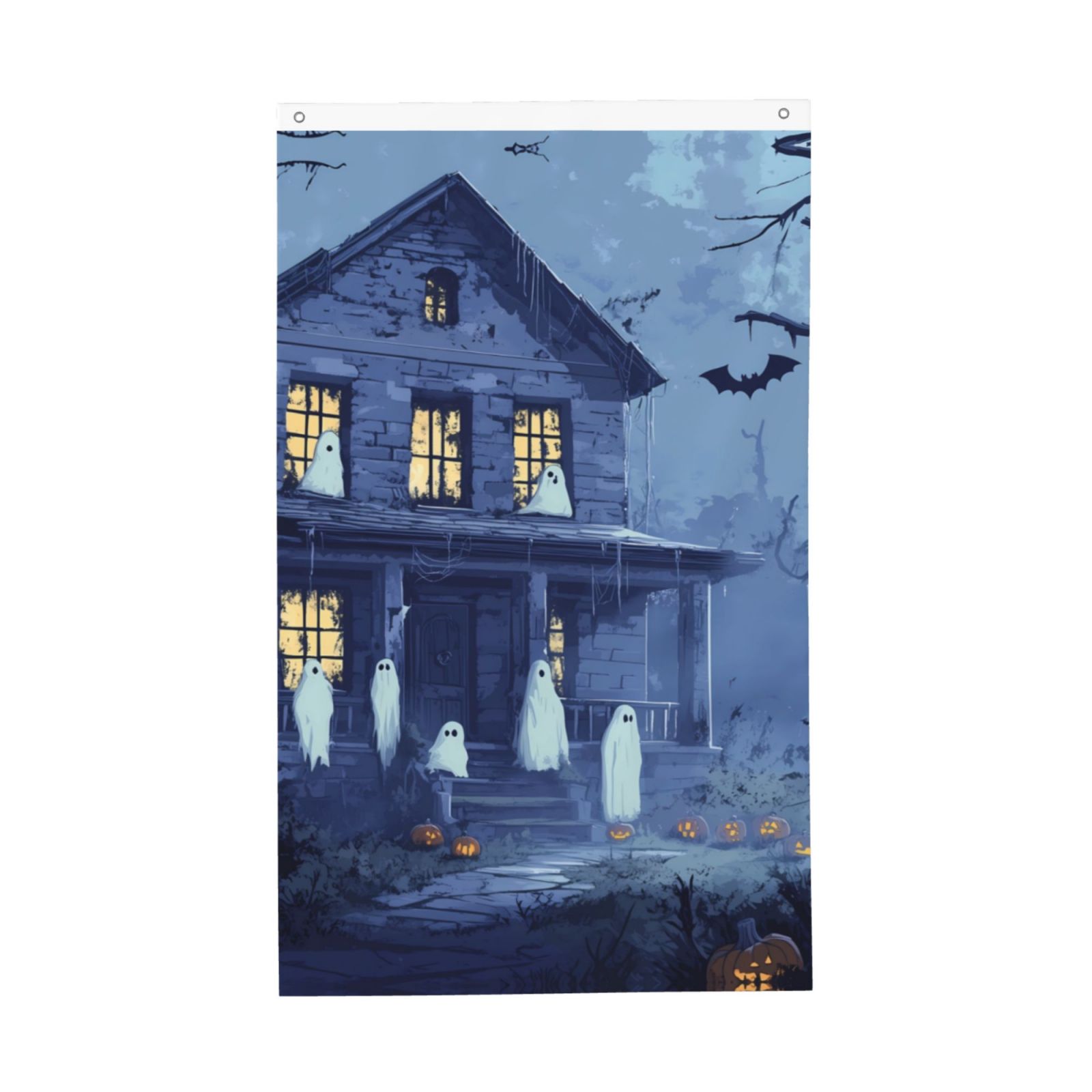 Halloween Flag, Halloween Cartoon Ghost Castle Double Sided Garden ...
