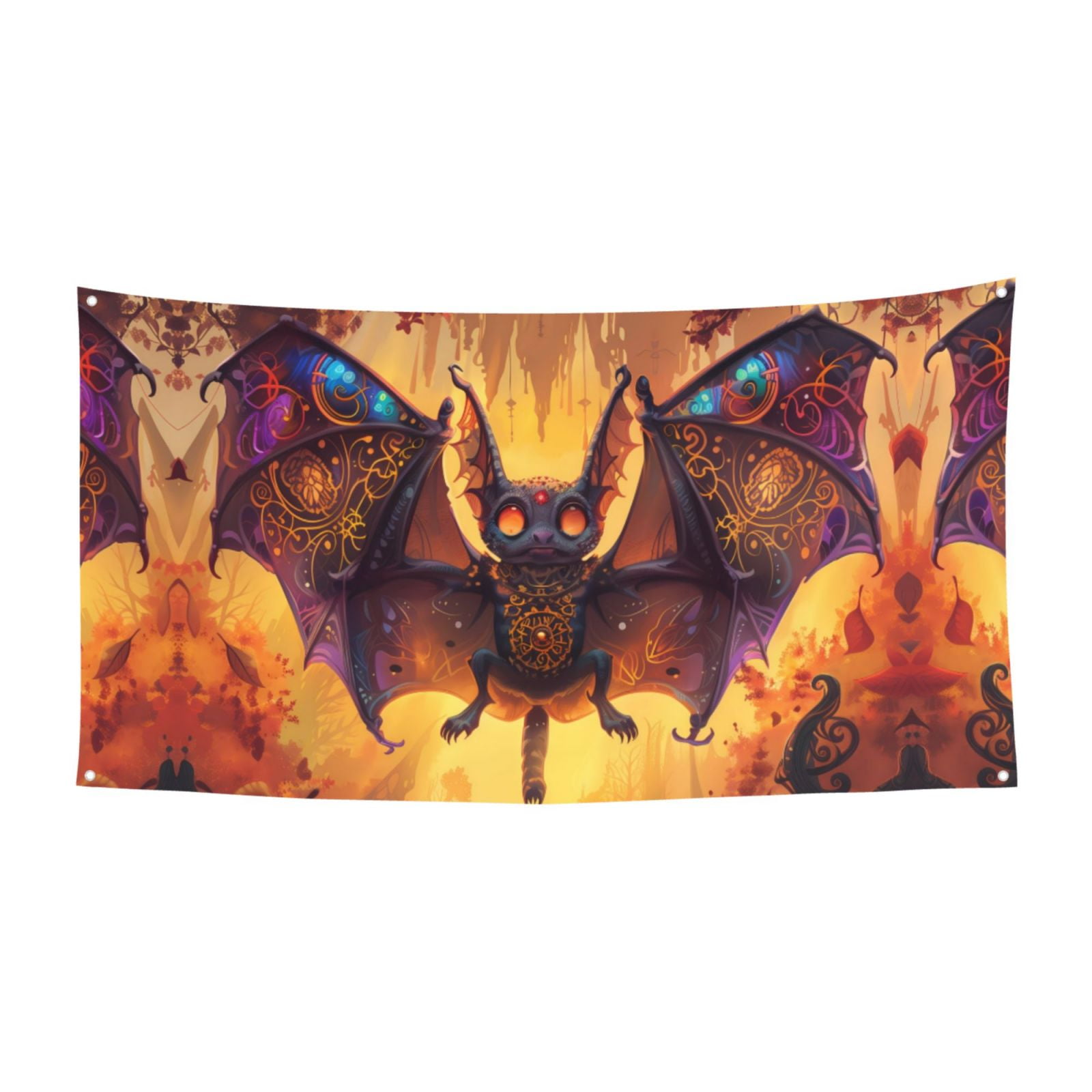 Halloween Flag - Halloween Colorful Bat Flag 35x70 Inch With Four ...