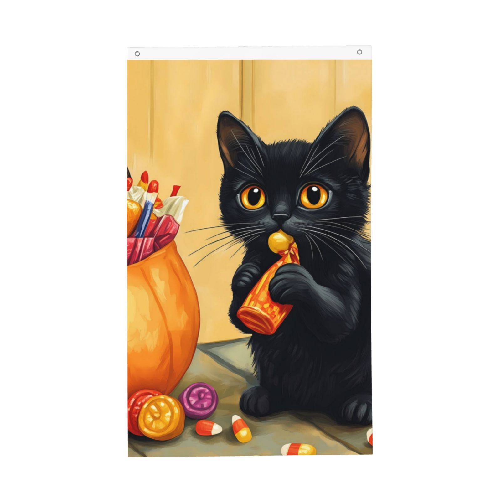 Halloween Flag, Halloween Cute Candy Black Cat Double Sided Garden ...