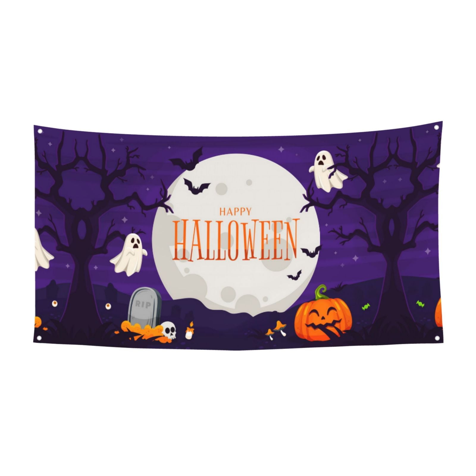 Halloween Flag - Cute Halloween Ghost Flag 35x70 Inch With Four ...