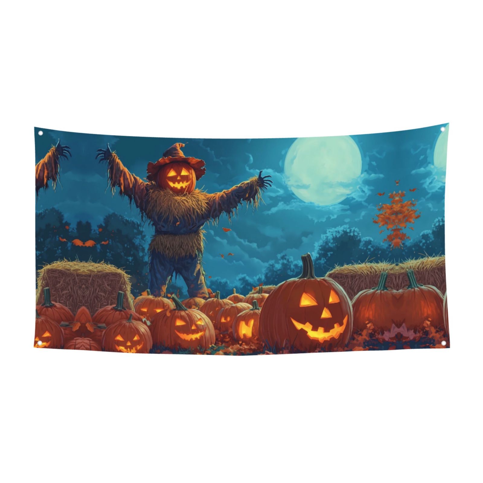 Halloween Flag - Halloween Cute Pumpkin Scarecrow Flag 35x70 Inch With ...