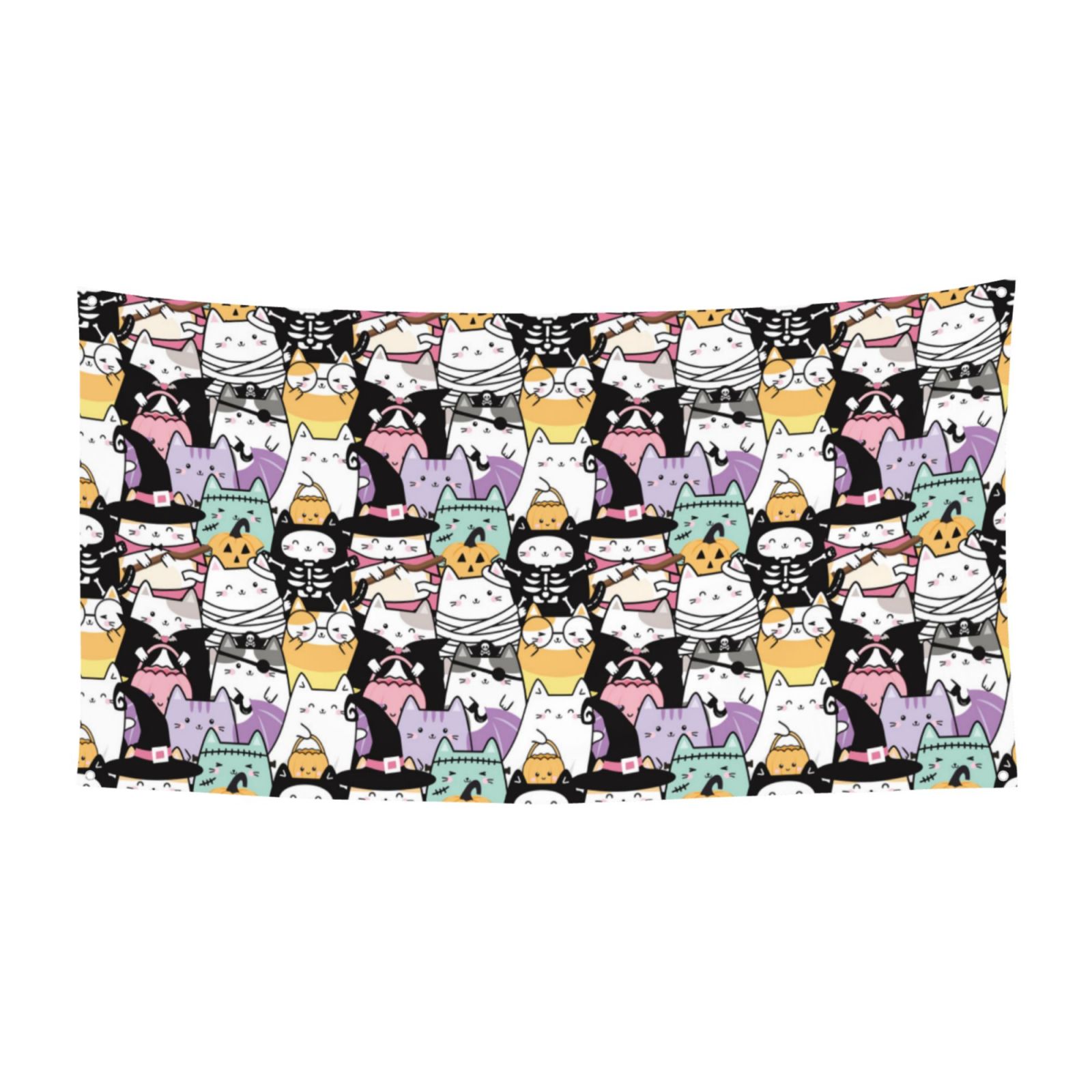 Halloween Flag - Halloween Decoration Cartoon Cat Flag 35x70 Inch With ...