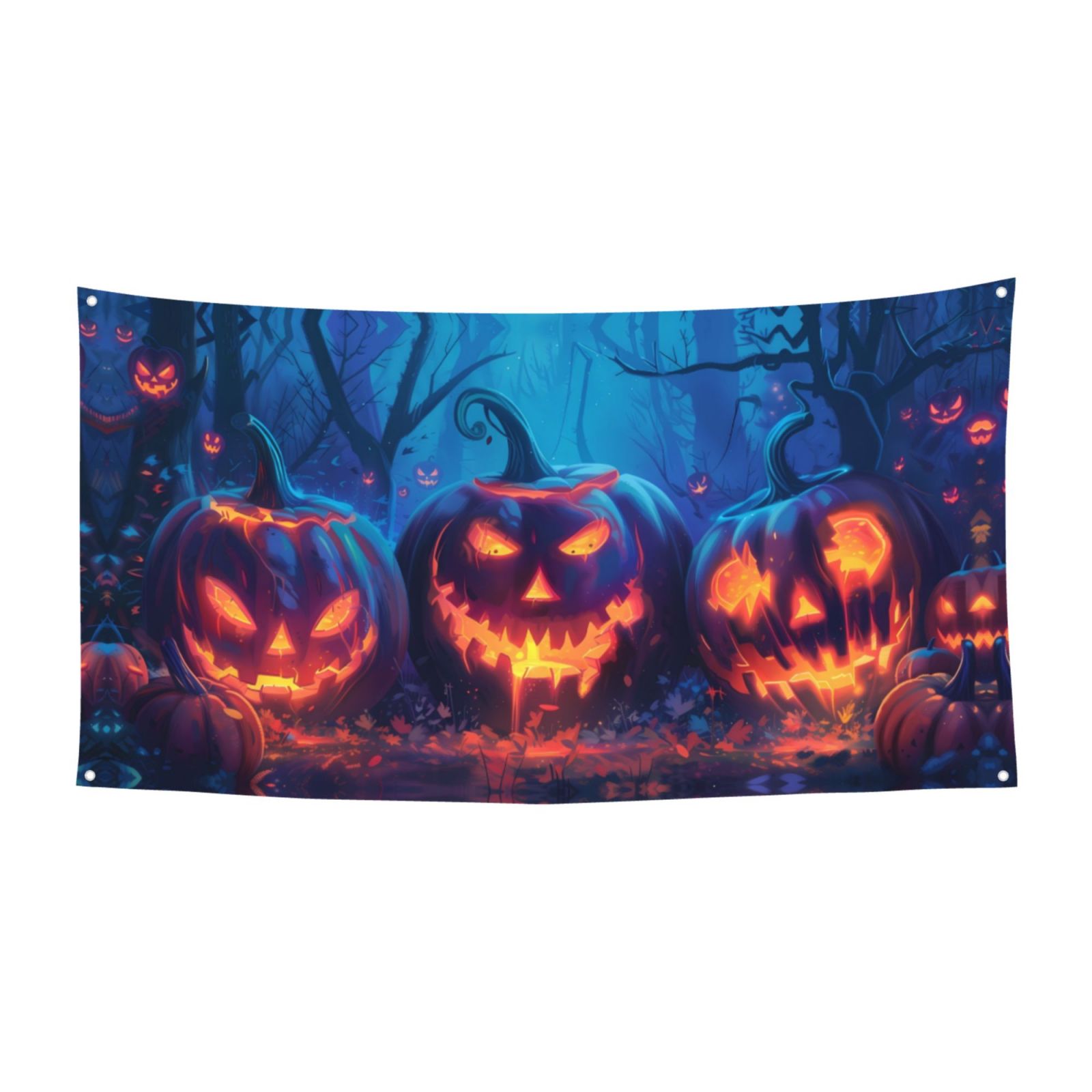 Halloween Flag - Halloween Forest Pumpkin Lantern Flag 35x70 Inch With ...