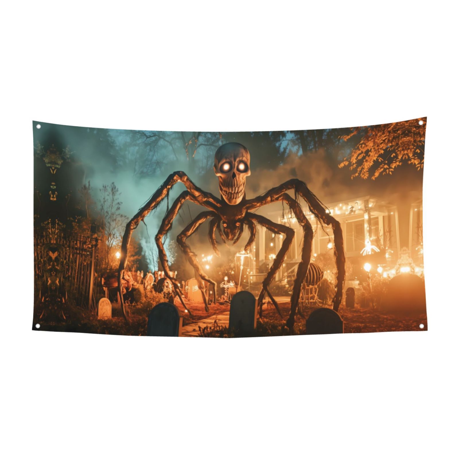 Halloween Flag - Halloween Spider Skull Monster Flag 35x70 Inch With ...