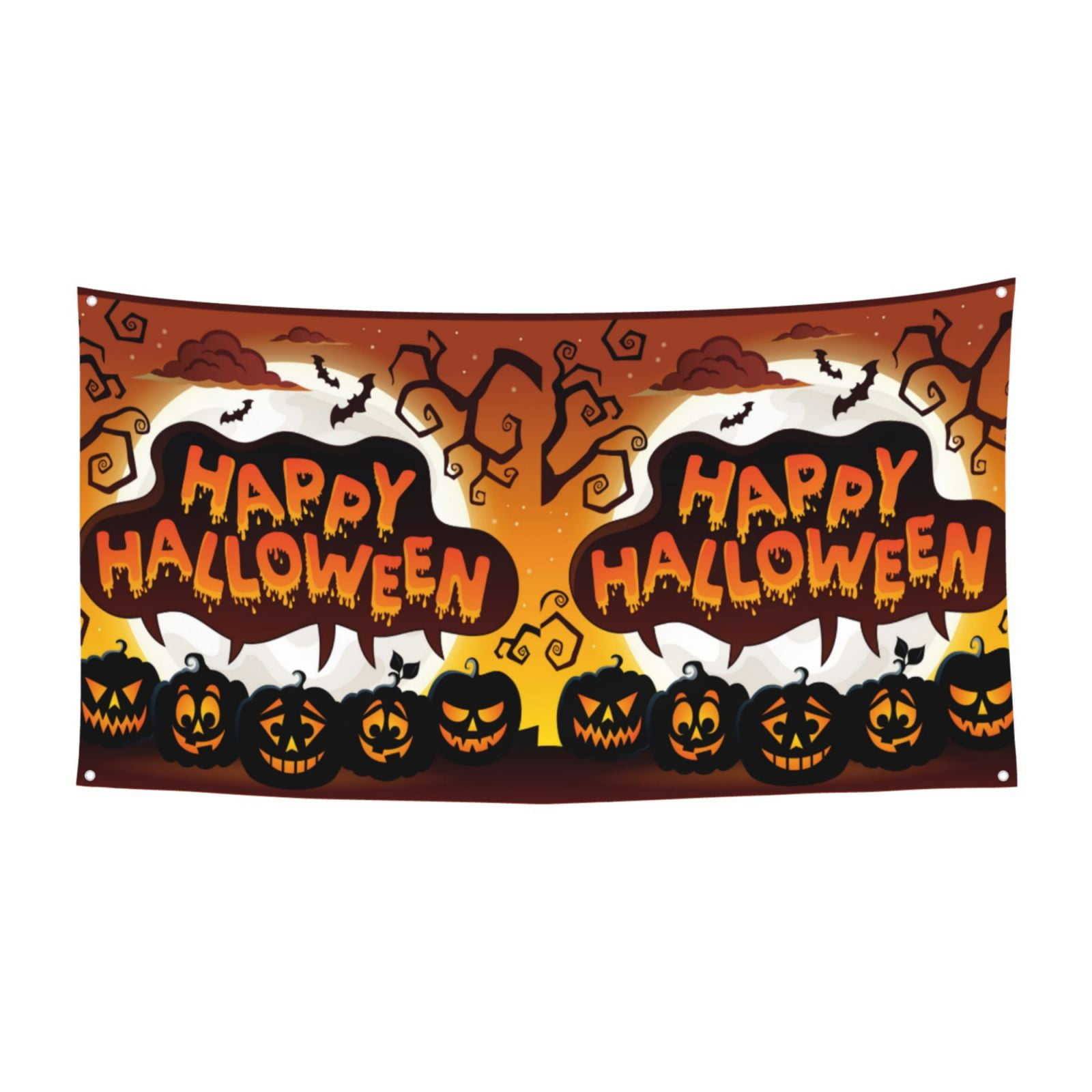 Halloween Flag - Halloween Happy Black Pumpkin Flag 35x70 Inch With ...