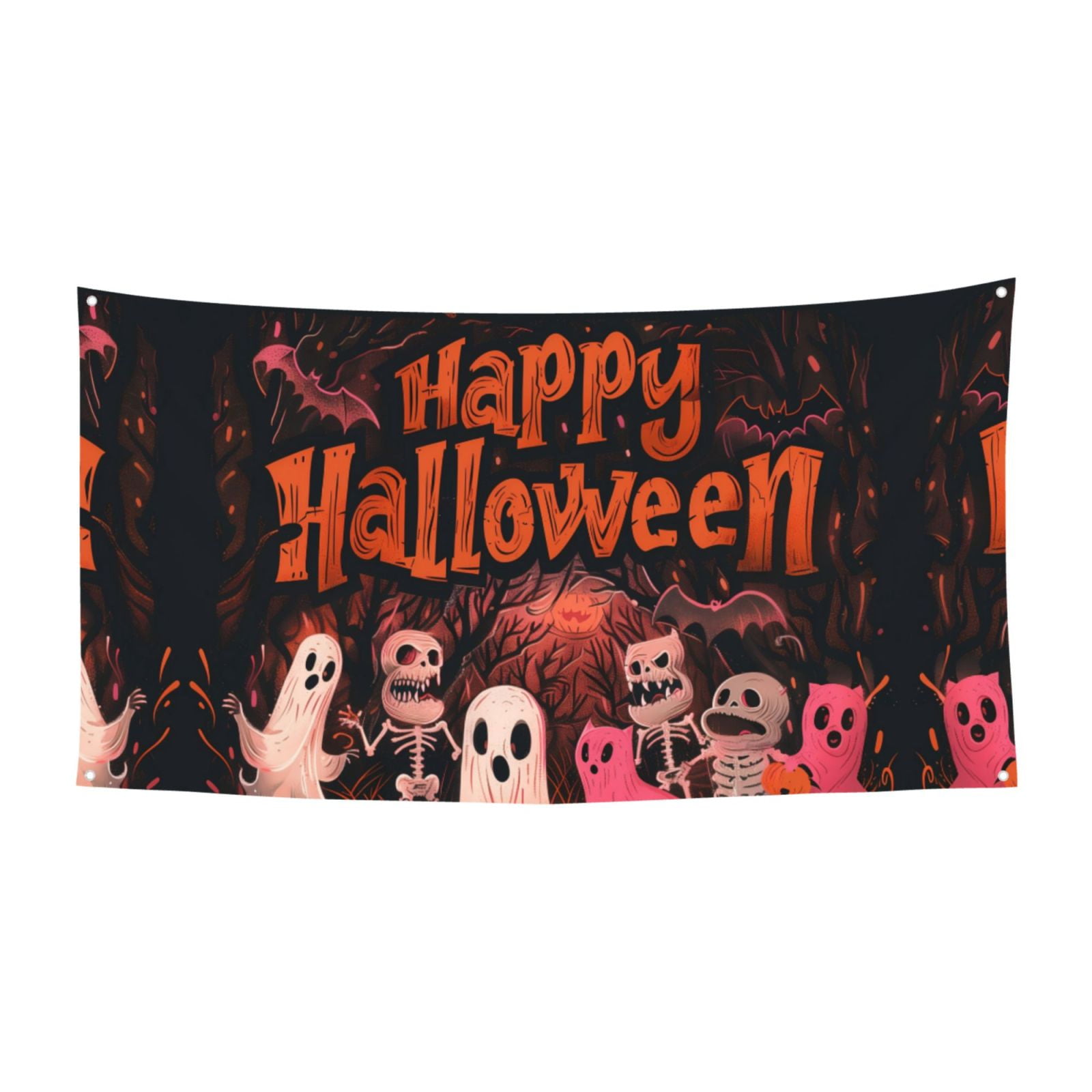 Halloween Flag - Halloween Happy Cute Ghost Flag 35x70 Inch With Four ...