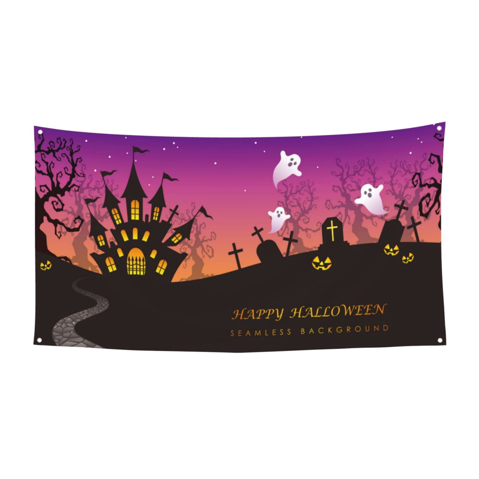 Halloween Flag - Happy halloween cartoon ghost Flag 35x70 Inch With ...