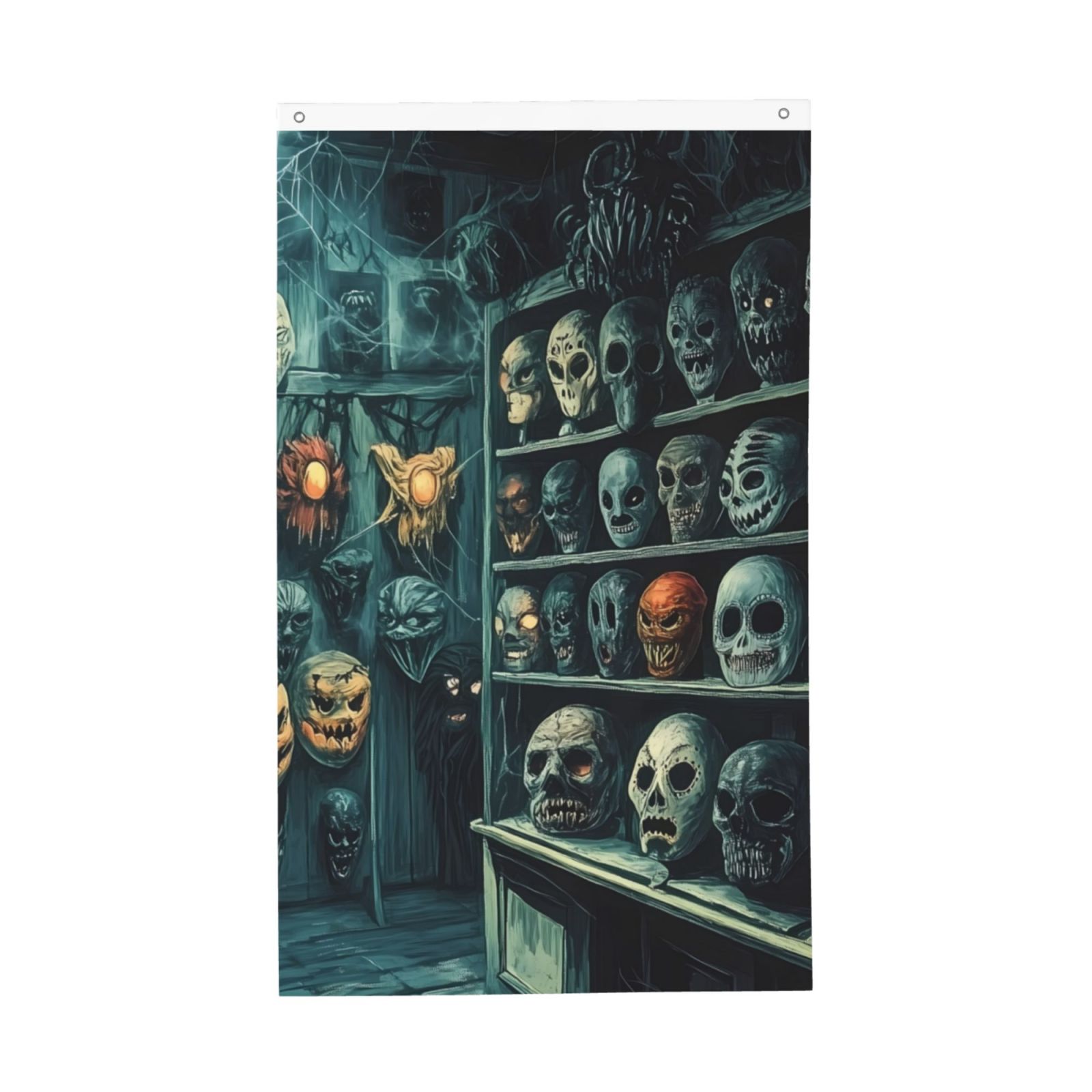 Halloween Flag, Halloween Mask Wall (3) Double Sided Garden House ...