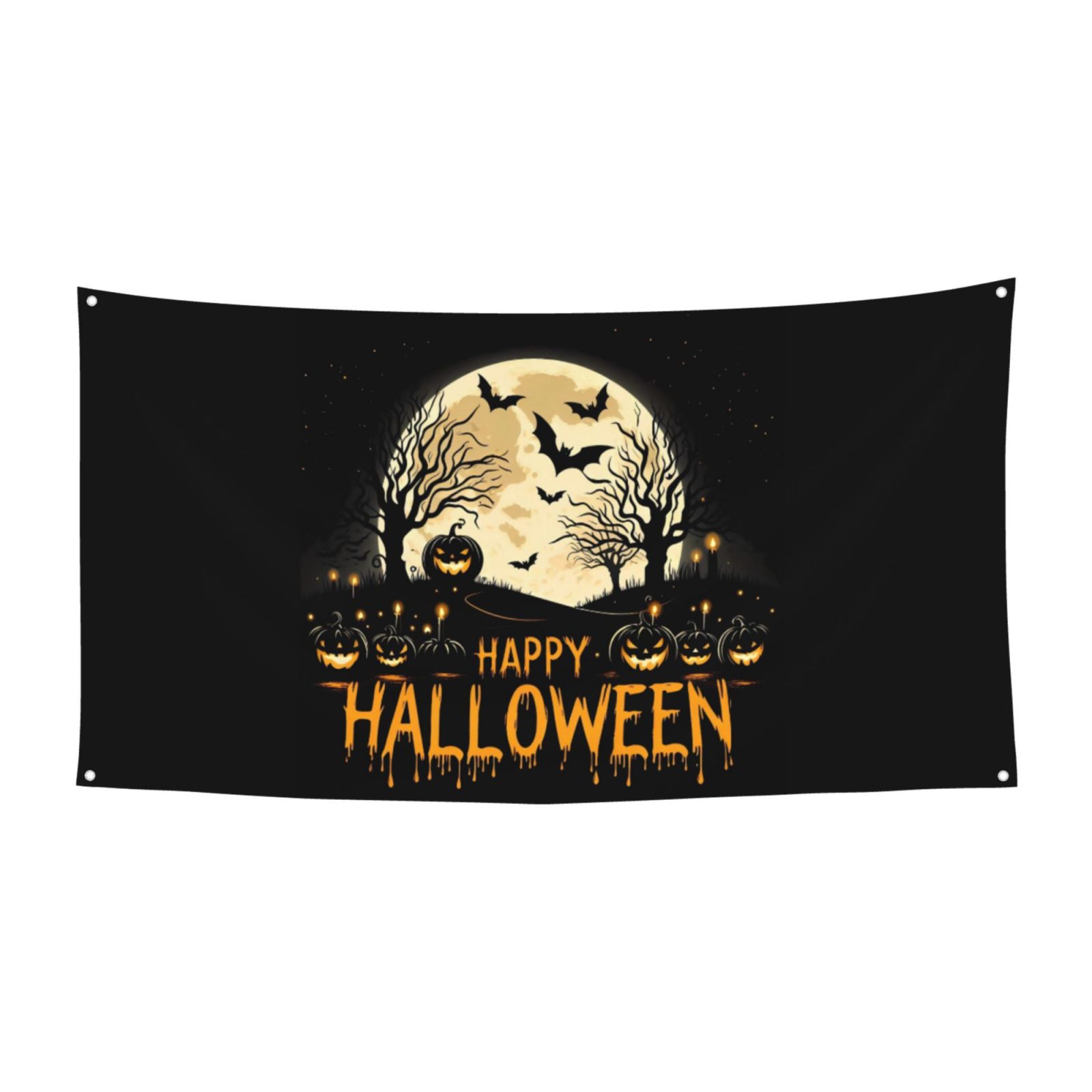 Halloween Flag - Halloween Night Pumpkin Happy Flag 35x70 Inch With ...