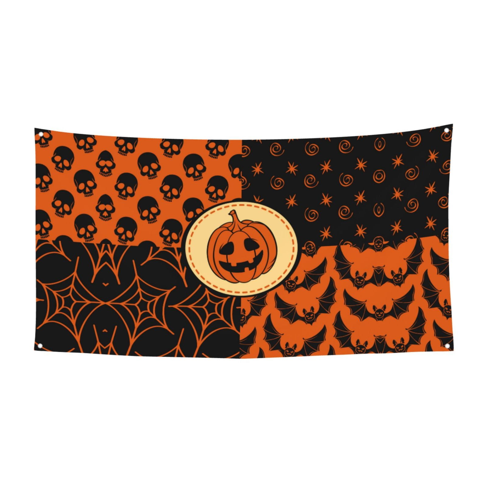 Halloween Flag - Halloween Orange Elements Flag 35x70 Inch With Four ...