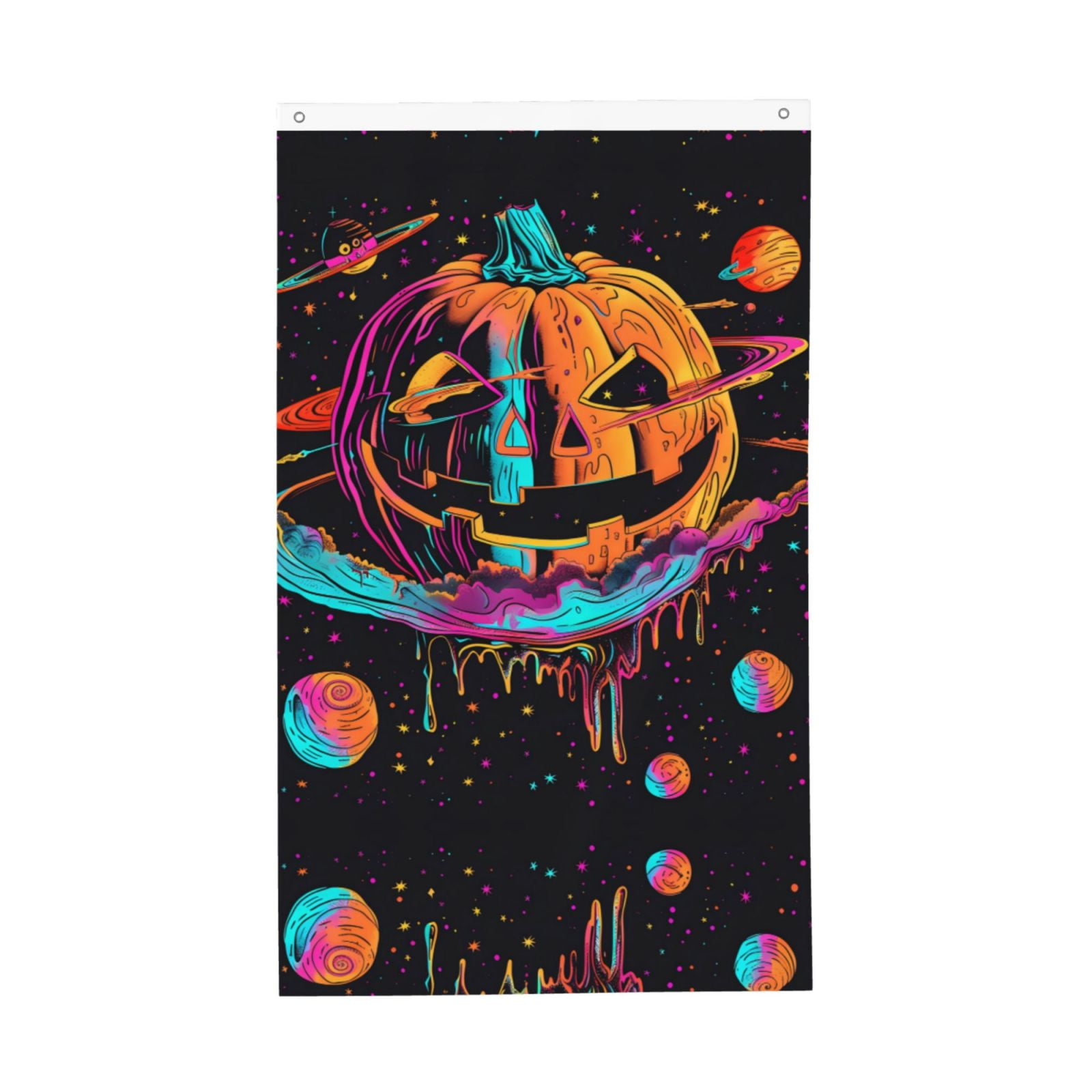 Halloween Flag, Psychedelic Halloween Space Pumpkin Double Sided Garden ...