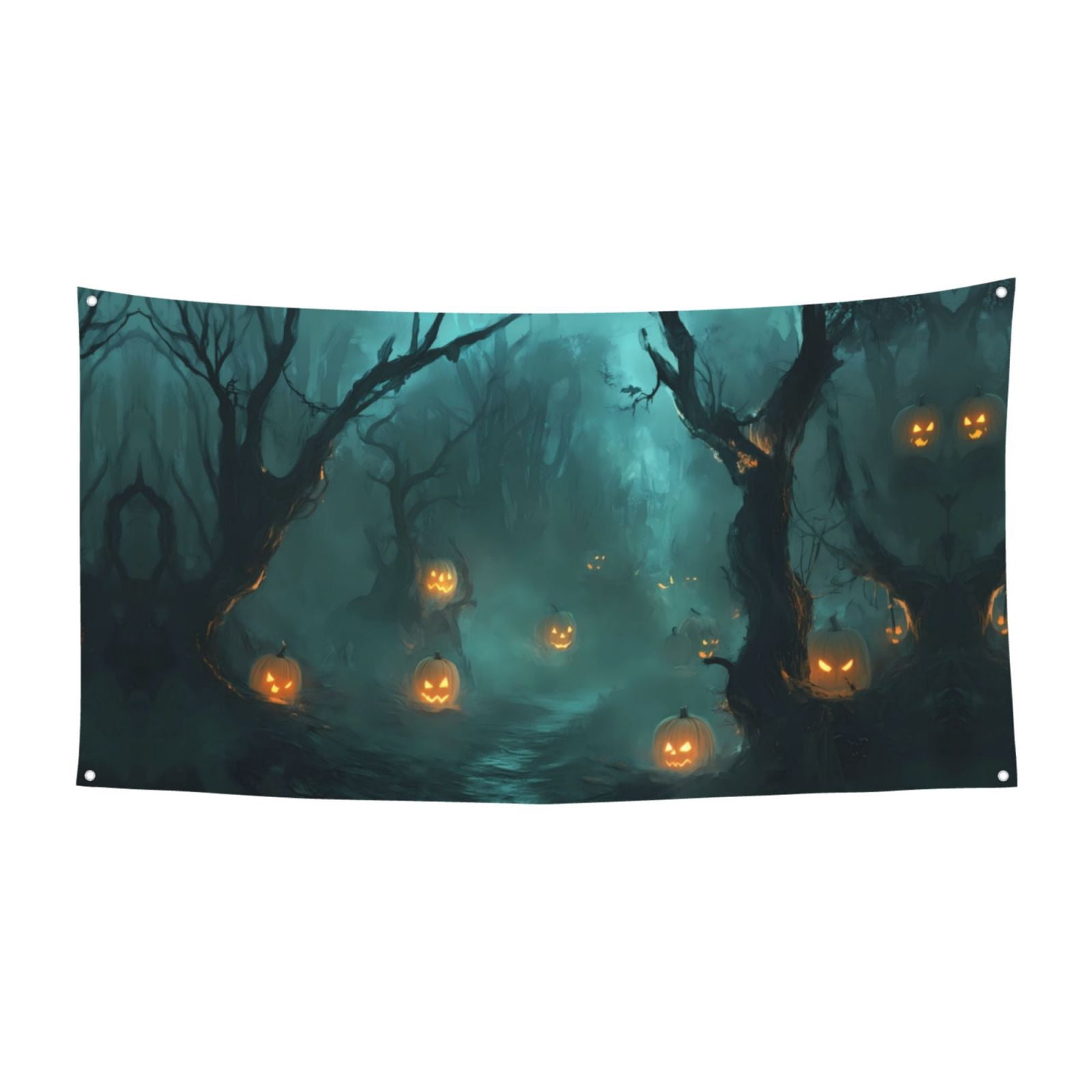 Halloween Flag - Halloween Pumpkin Night Forest A Flag 35x70 Inch With ...