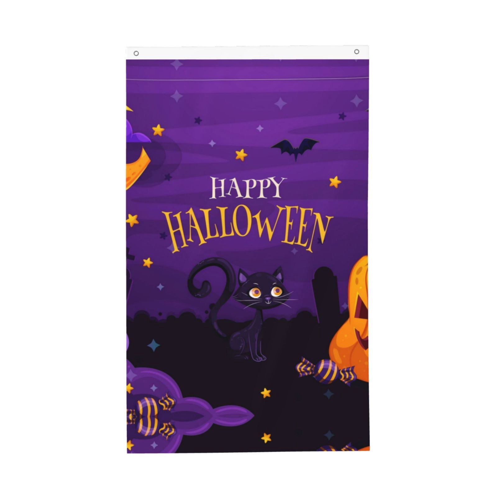 Halloween Flag, Purple Happy Halloween Double Sided Garden House & Yard ...