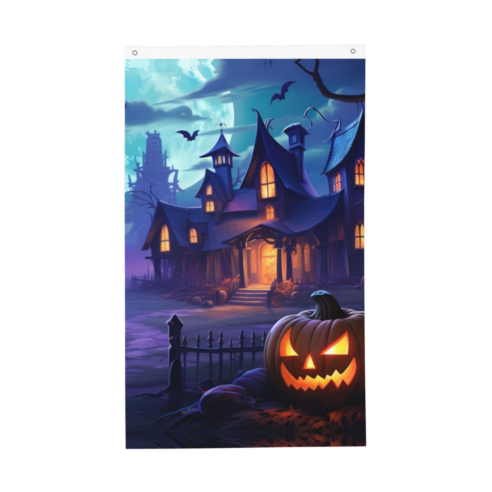 Halloween Flag, Halloween Purple Pumpkin Castle Double Sided Garden ...