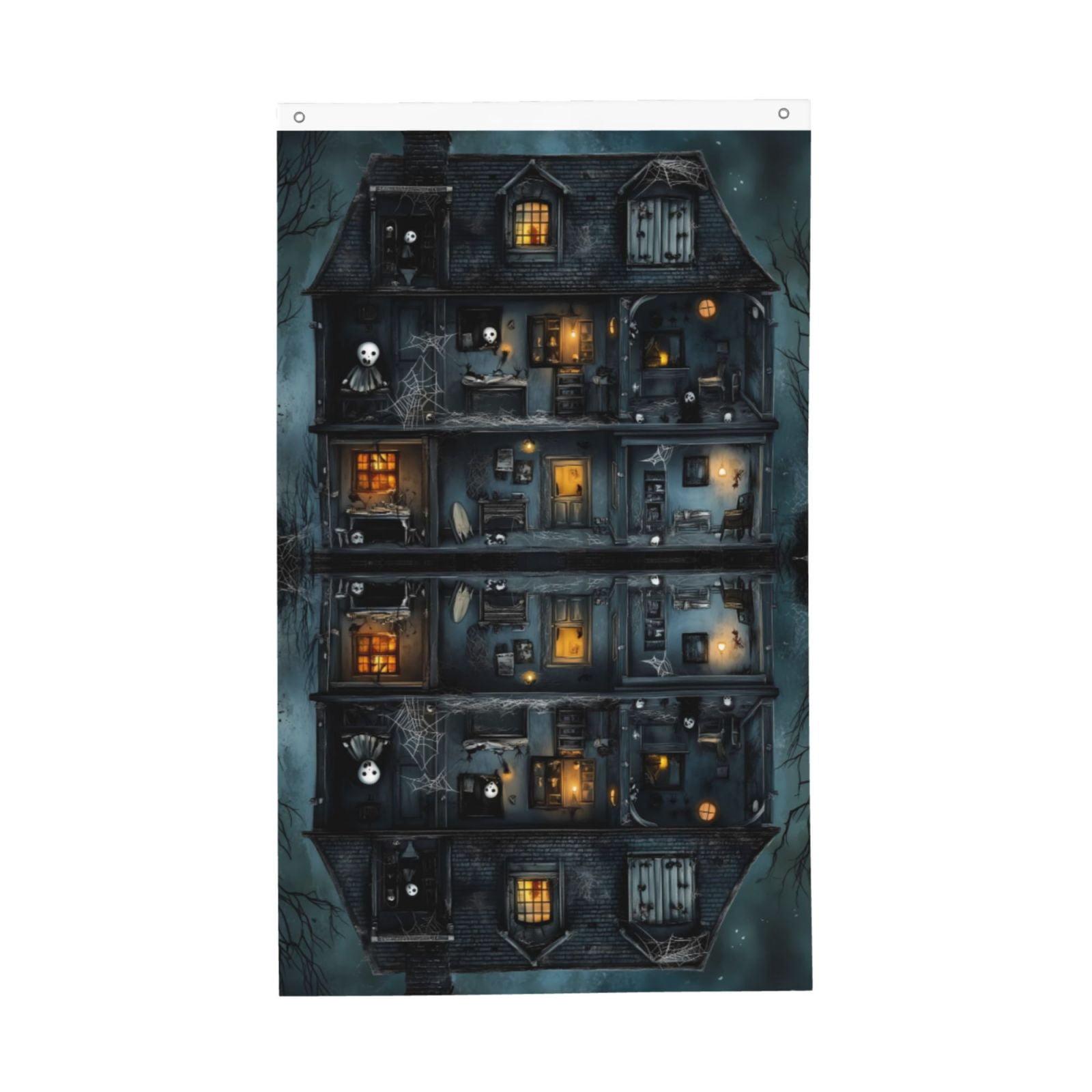 Halloween Flag, Halloween Scary Dollhouse C Double Sided Garden House ...