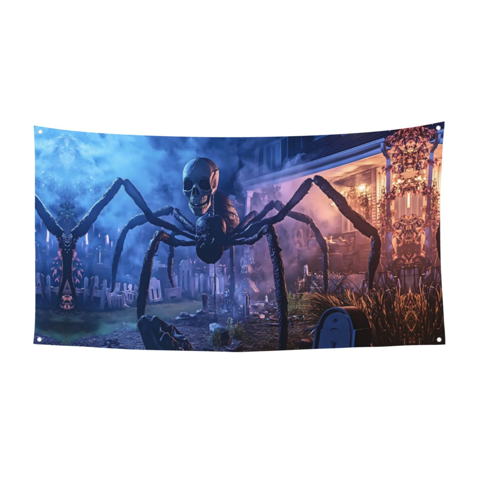 Halloween Flag - Halloween Skeleton Spider Tombstone Flag 35x70 Inch ...