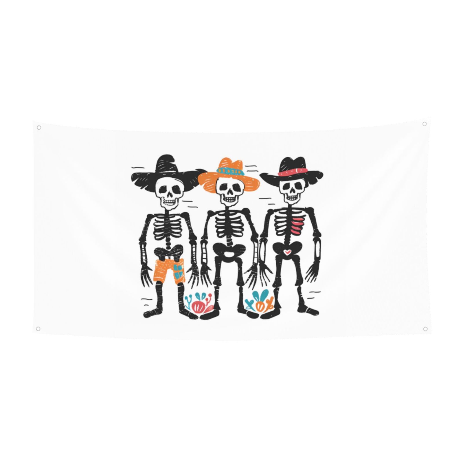 Halloween Flag - Halloween Skeleton Trio Flag 35x70 Inch With Four ...