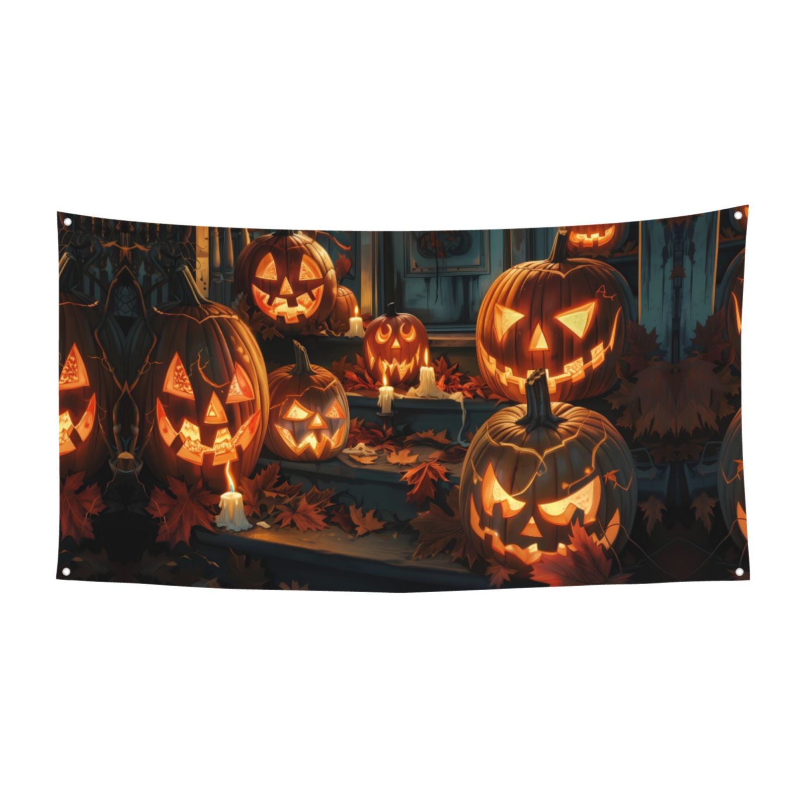 Halloween Flag - Halloween Vintage Glowing Pumpkin (2) Flag 35x70 Inch ...