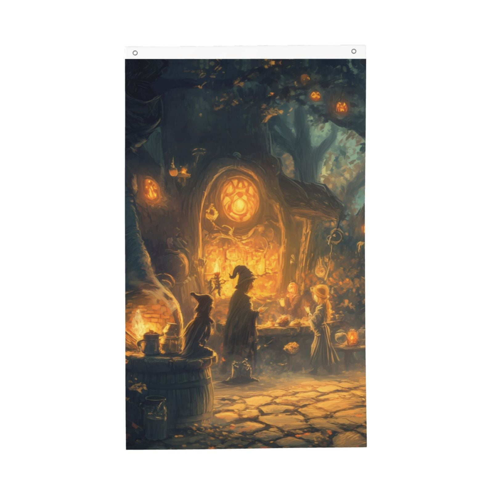 Halloween Flag, Halloween Witch and Black Cat Double Sided Garden House ...