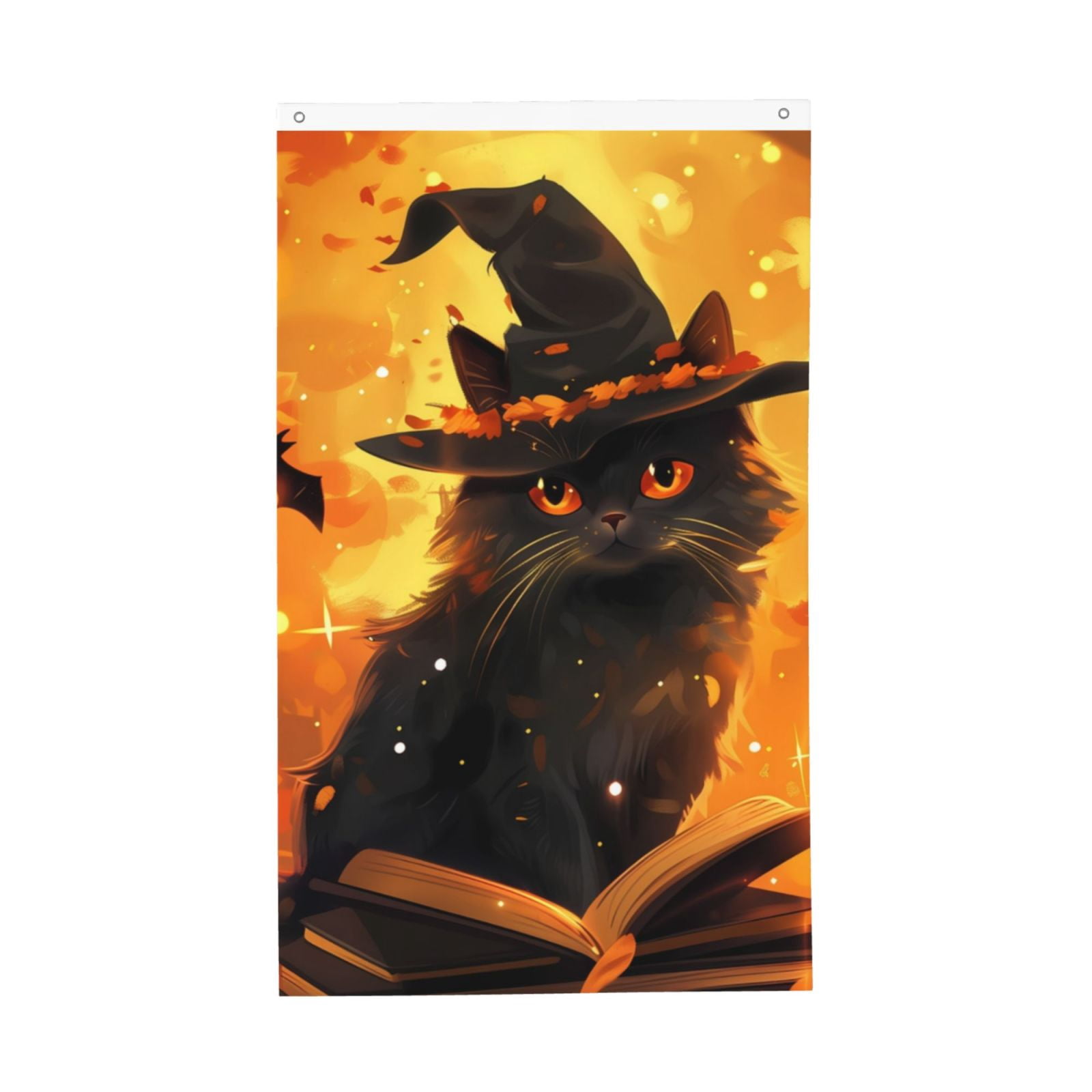 Halloween Flag, Halloween Witch Hat Black Cat Bat Double Sided Garden ...