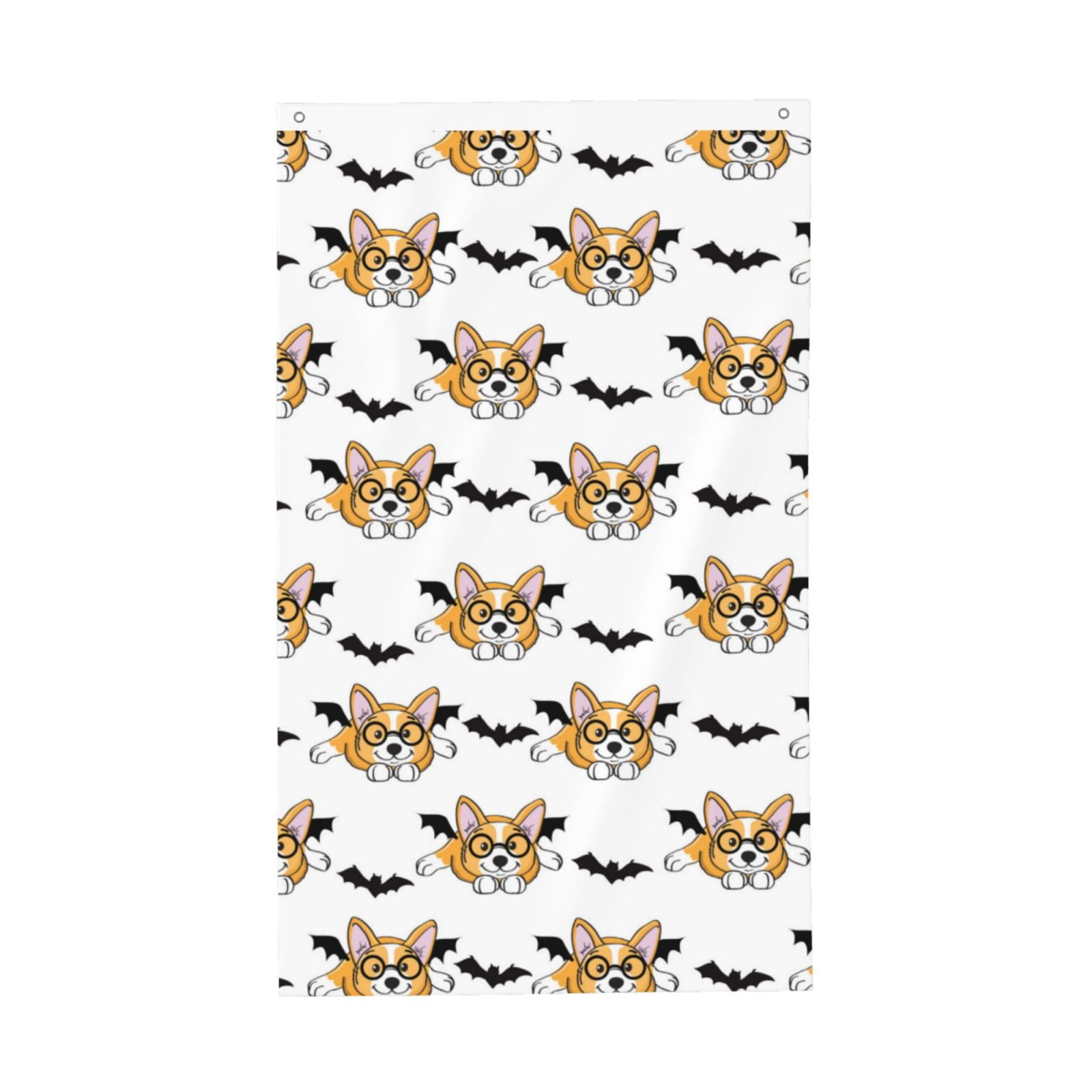 Halloween Flag, cute Halloween corgi dog bat Double Sided Garden House ...