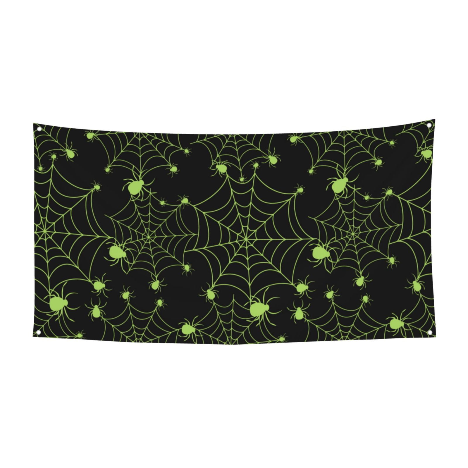 Halloween Flag - halloween green spiderweb cobweb Flag 35x70 Inch With ...