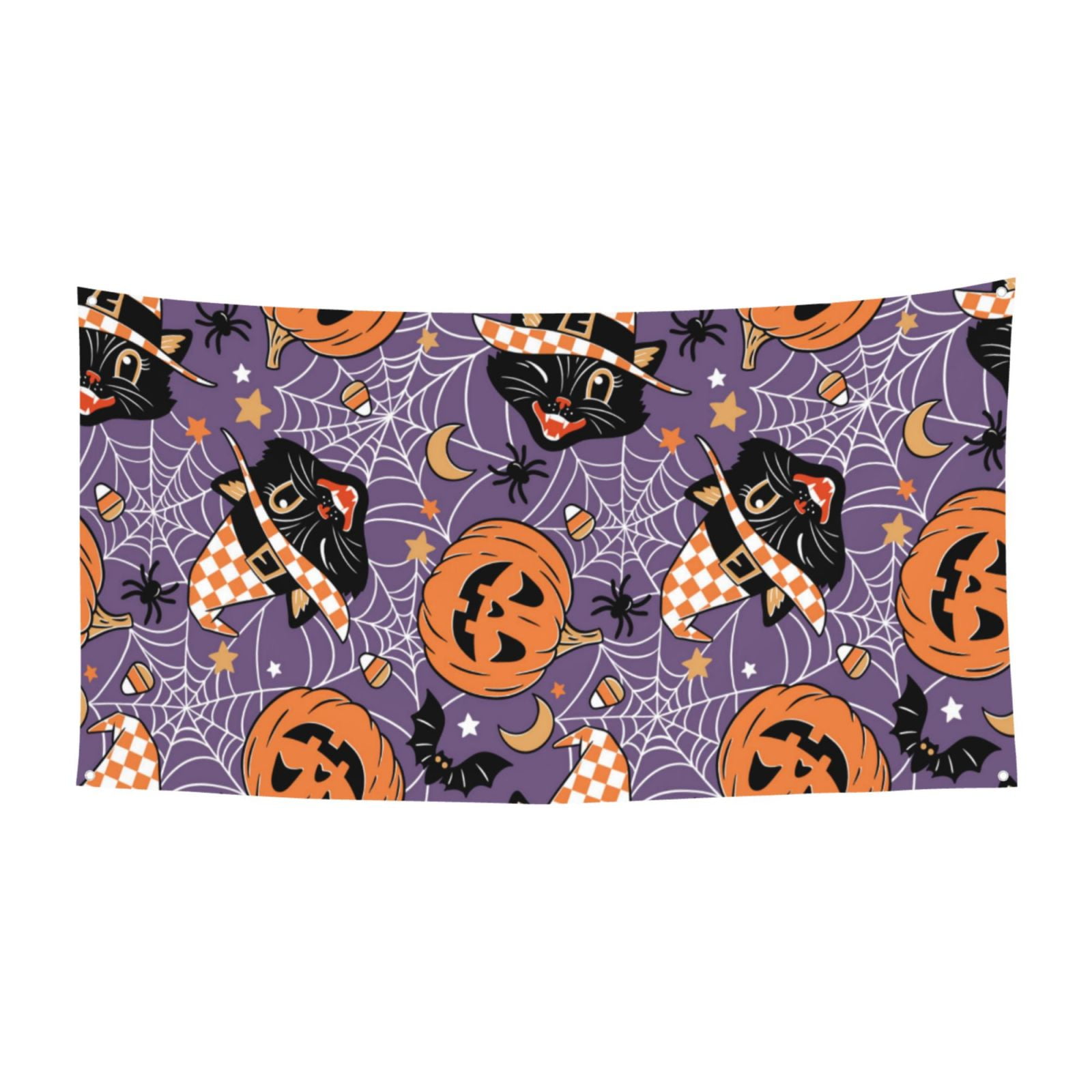 Halloween Flag - pumpkin halloween cat spiderweb Flag 35x70 Inch With ...