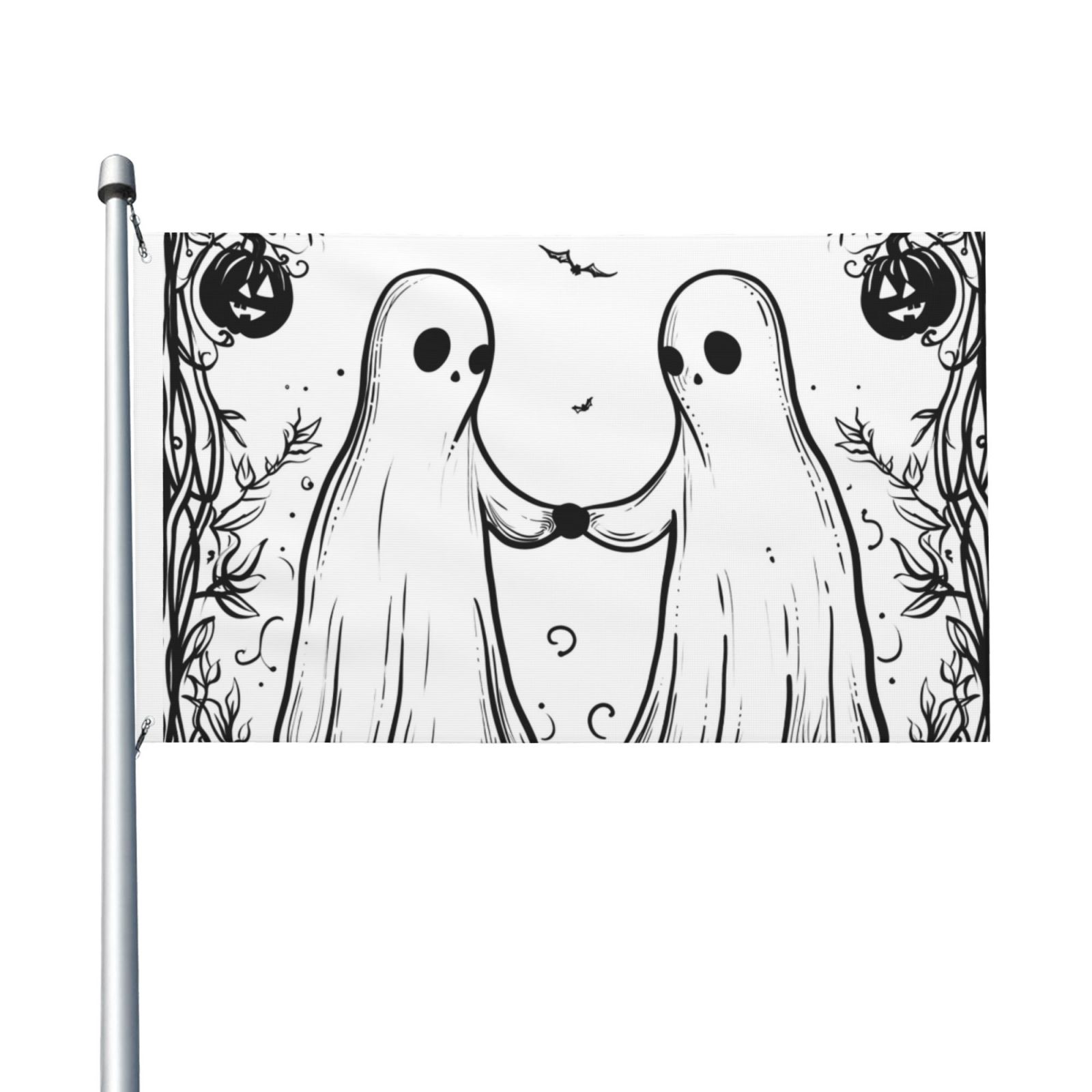Halloween Flags - Halloween Black and White Ghost 3x5 Ft Double Sided ...