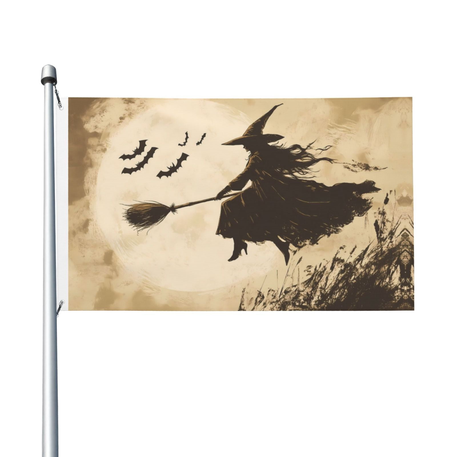 Halloween Flags - Halloween Broomstick Witch Flying 3x5 Ft Double Sided ...