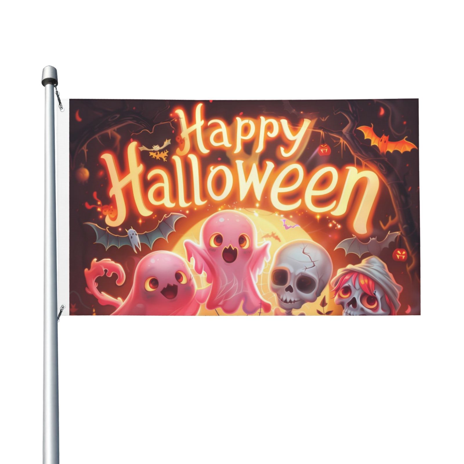Halloween Flags - Halloween Cute Ghost Skull 3x5 Ft Double Sided Yard ...