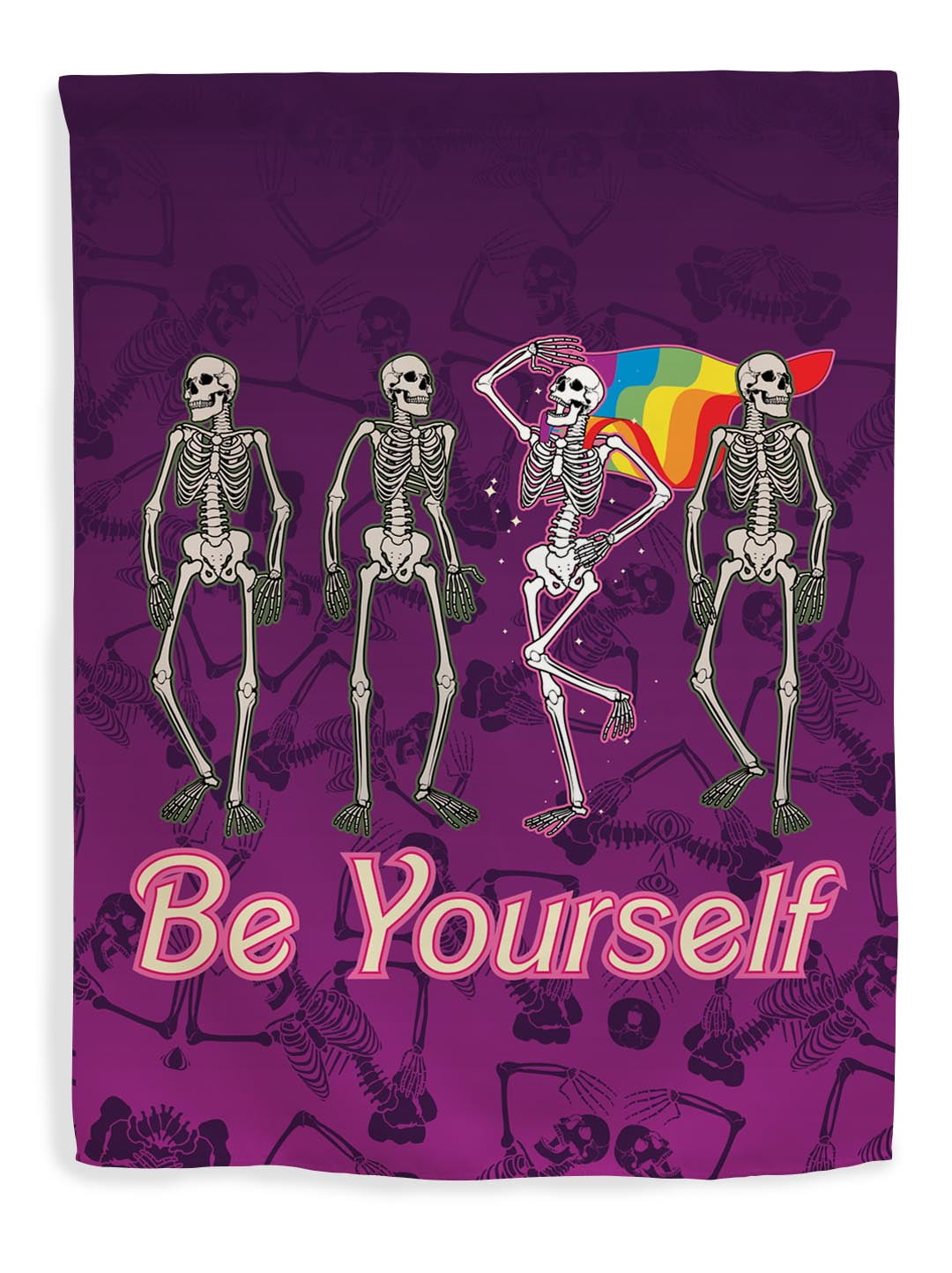 Halloween Flags For Outside Be Yourself Pride Rainbow Skeleton Vertical ...