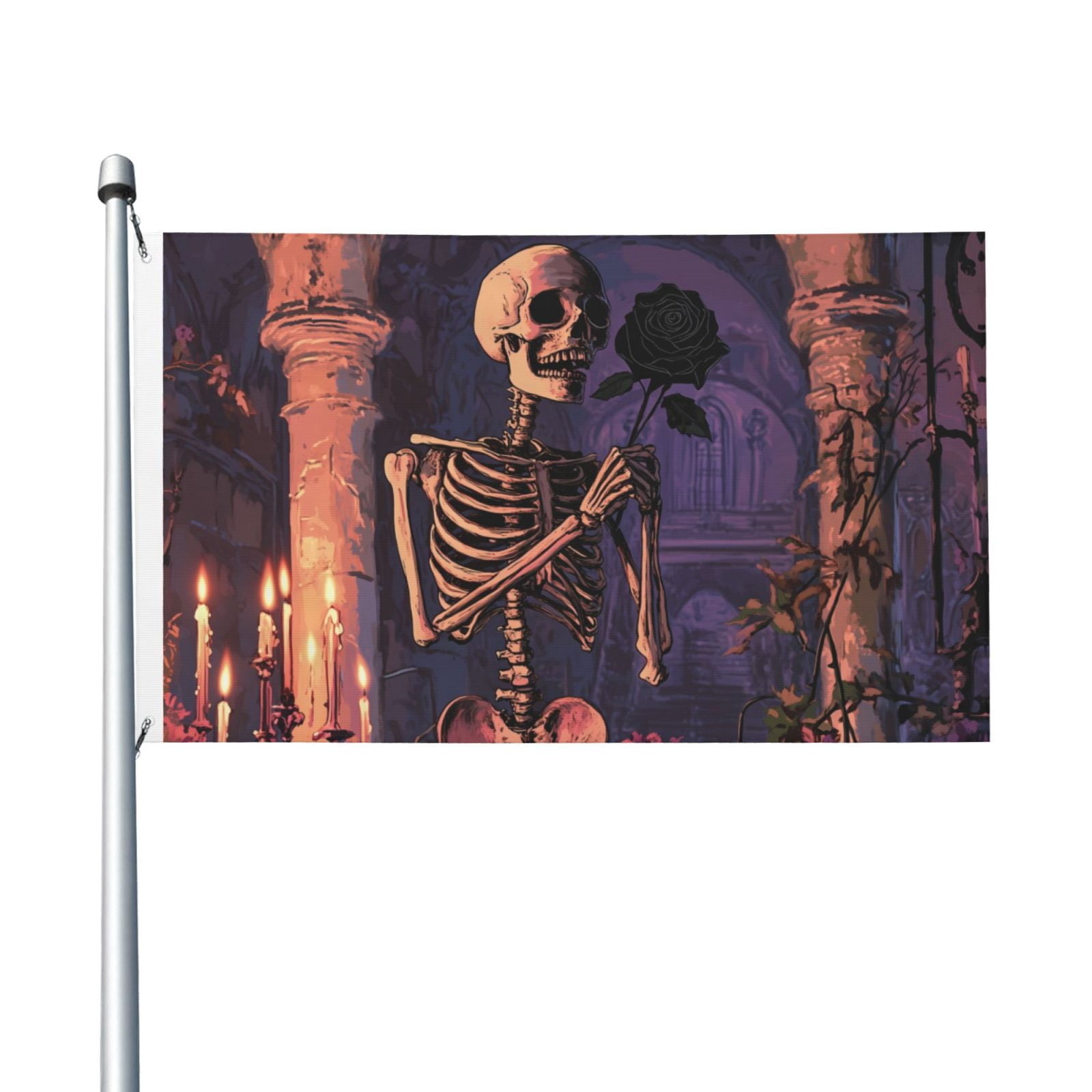 Halloween Flags - Halloween Gothic Skull Rose C 3x5 Ft Double Sided ...
