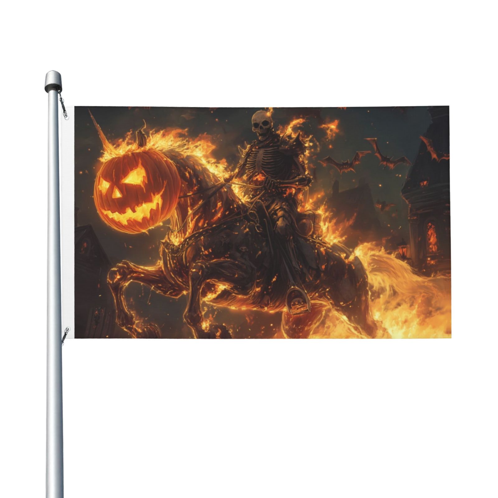 Halloween Flags - Halloween Flame Pumpkin Skeleton Knight B 3x5 Ft ...