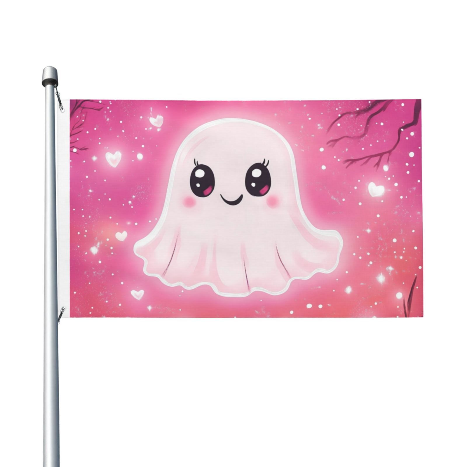 Halloween Flags - Halloween Pink Cute Ghost C 3x5 Ft Double Sided Yard ...