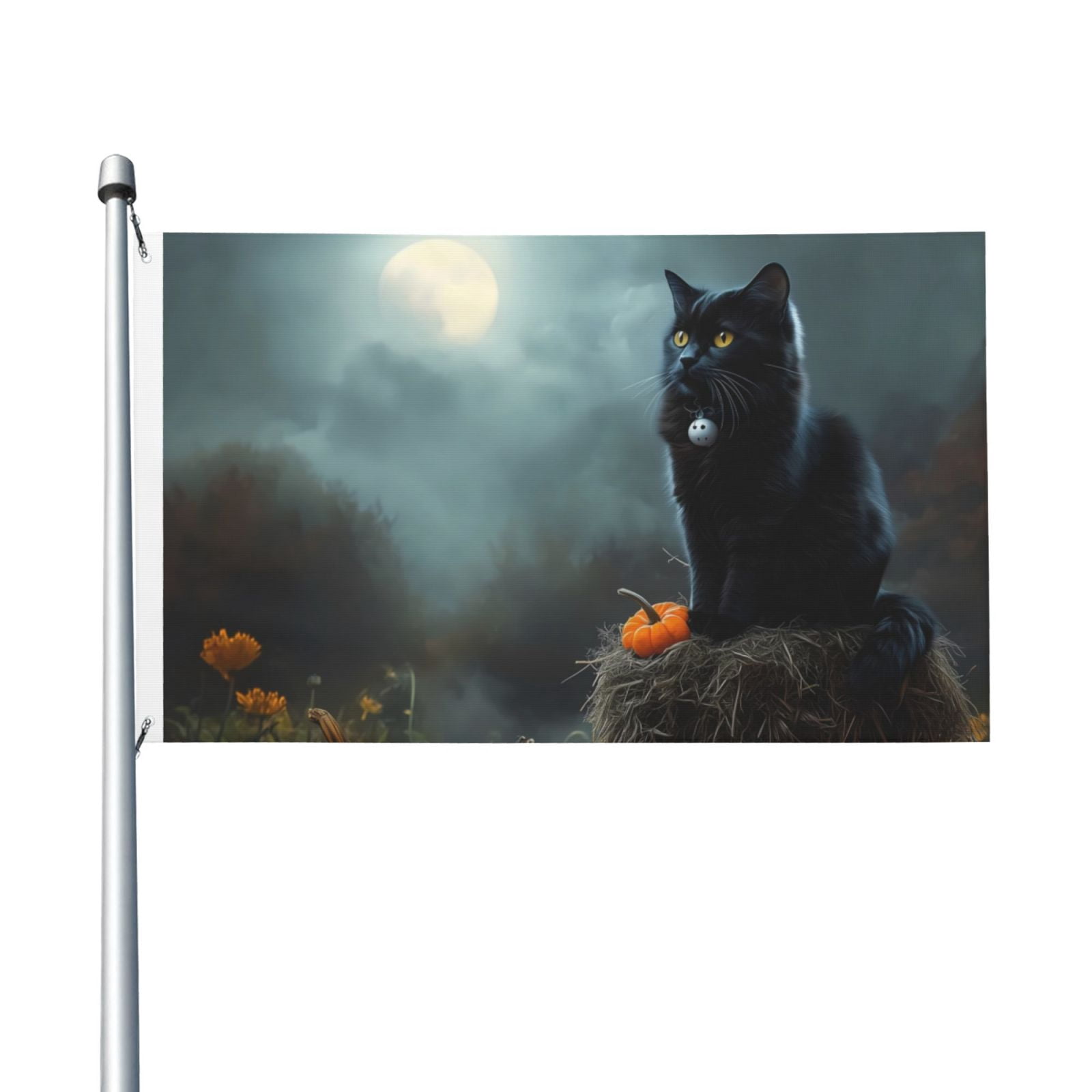 Halloween Flags - Halloween Pumpkin Black Cat A 3x5 Ft Double Sided ...