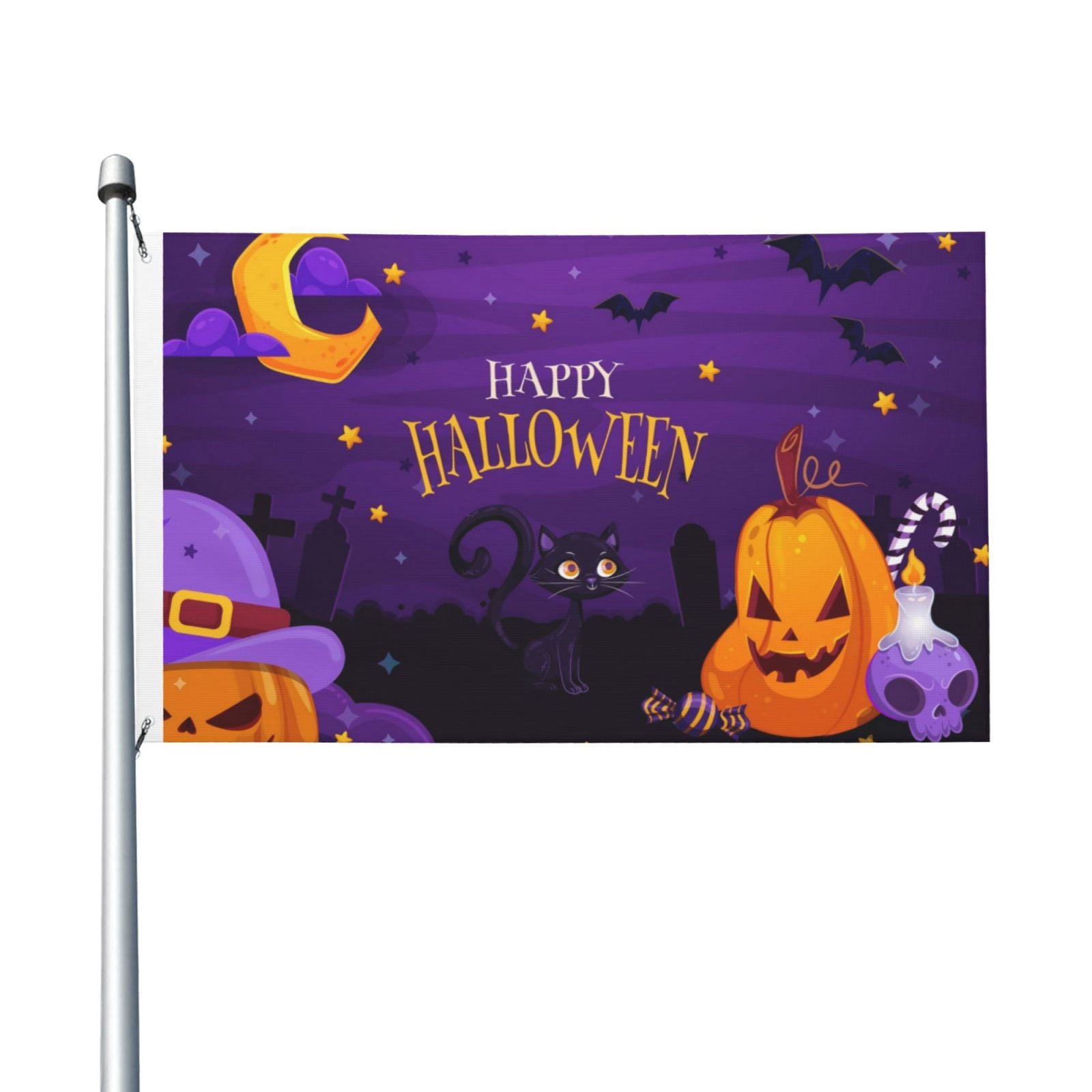 Halloween Flags - Purple Happy Halloween 3x5 Ft Double Sided Yard Flags ...