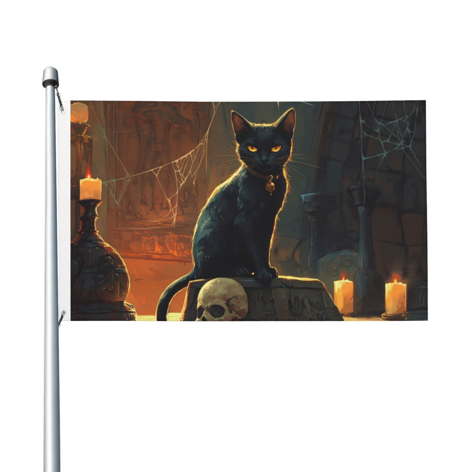 Halloween Flags - Halloween Skull Black Cat Vintage 3x5 Ft Double Sided ...