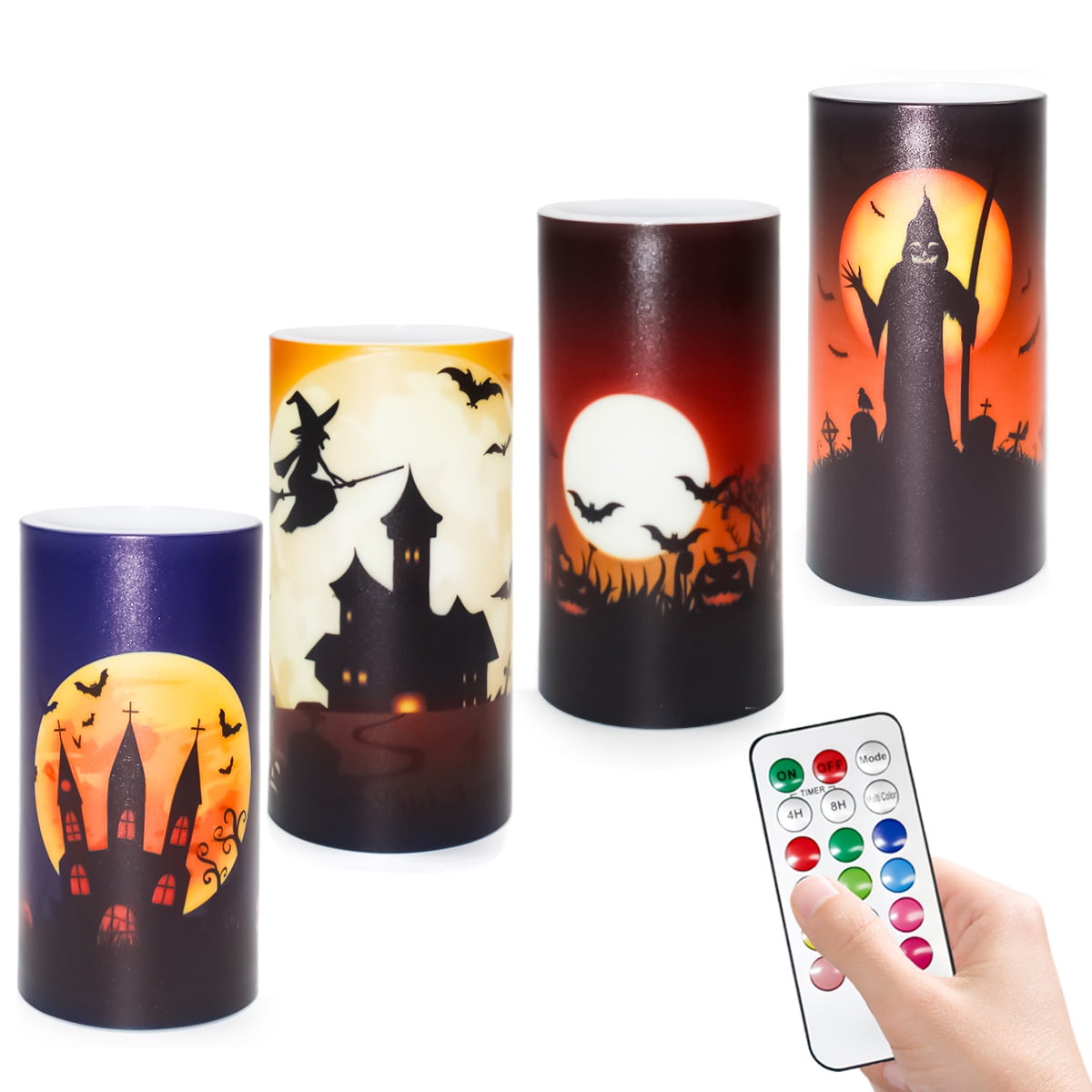 Halloween Flameless Candles Battery Operated with Remote Timer ...