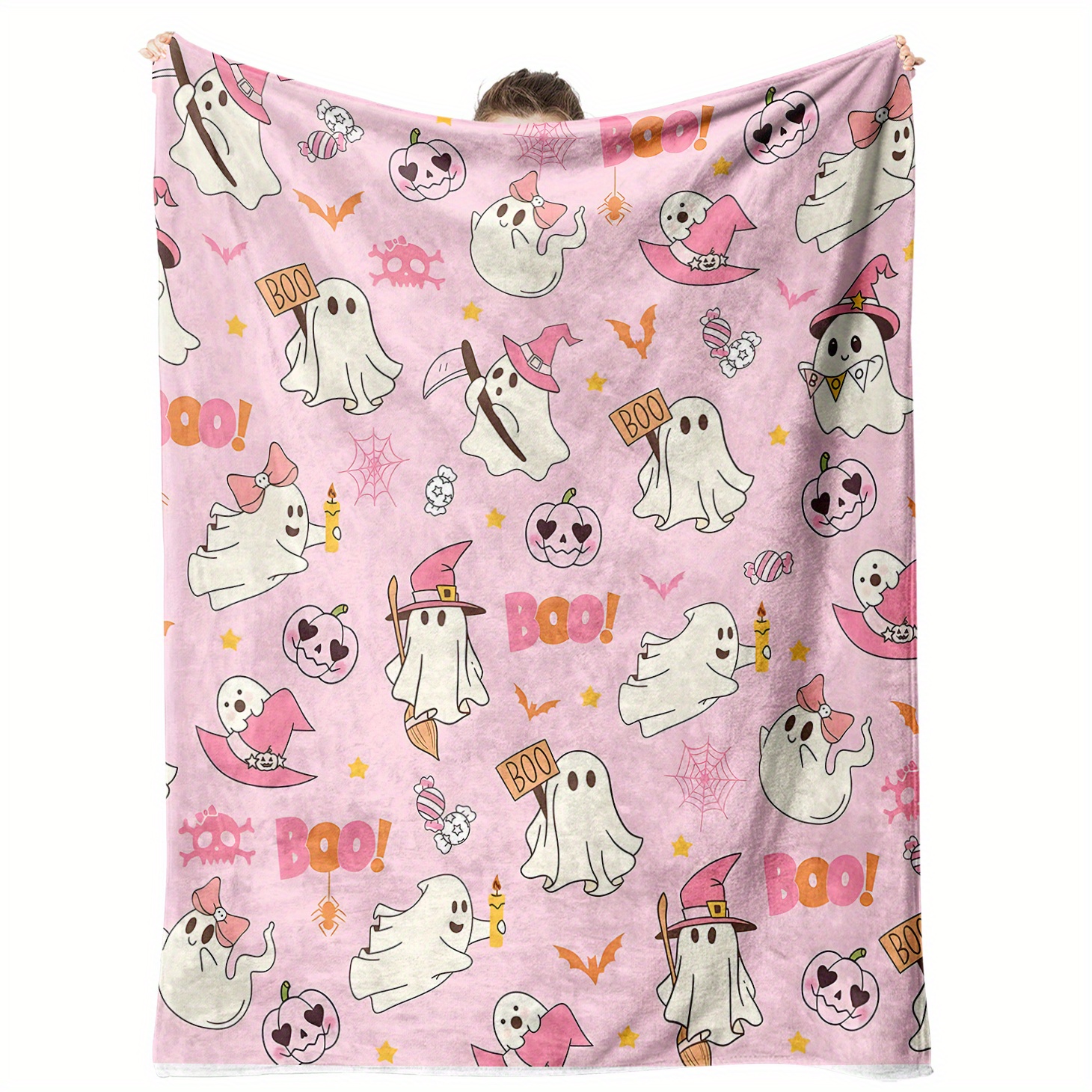 Halloween Flannel Blanket - Soft & Comfortable Throw with Cute Ghosts ...