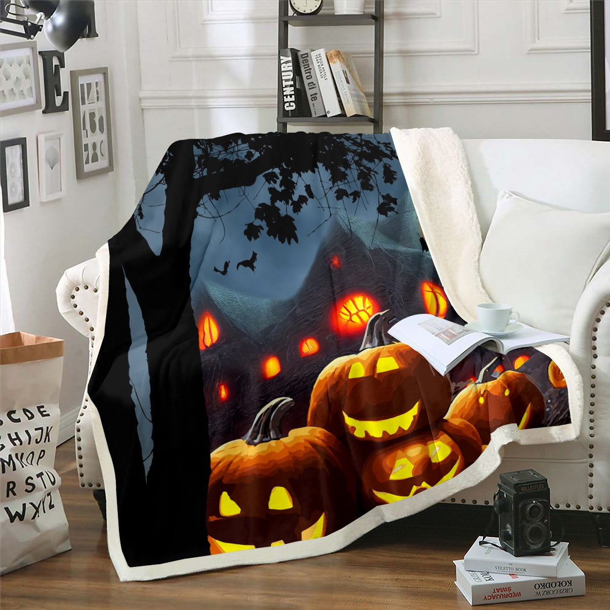 Halloween Fleece Blanket 40"X50" Spooky Pumpkin Lantern Throw Blanket ...