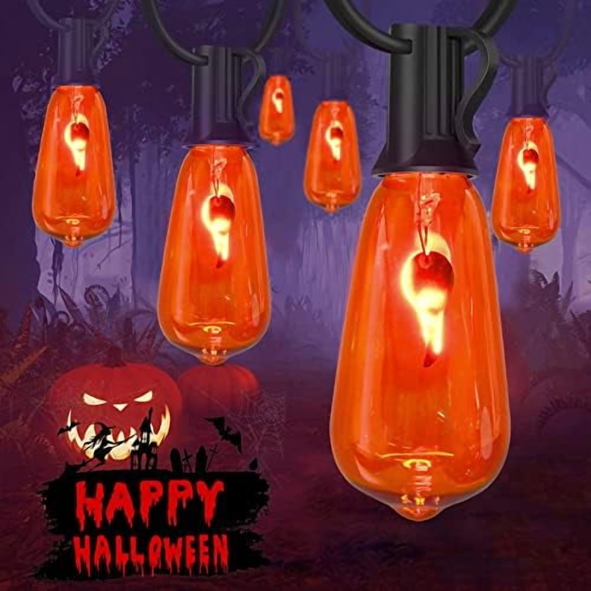 Halloween Flicker Flame String Lights Outdoor, 10Ft Halloween ...
