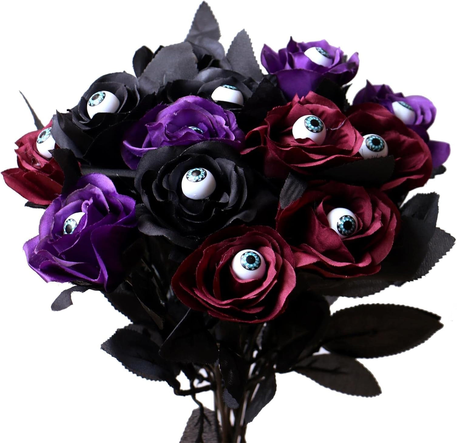 Halloween Flowers with Eyes Decorations, 12pcs Halloween Black Red ...