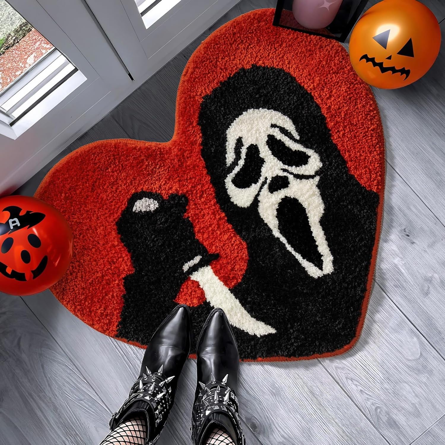 "26×24"" Halloween Bath Rug - Skull Design, Black Red, Absorbent ...