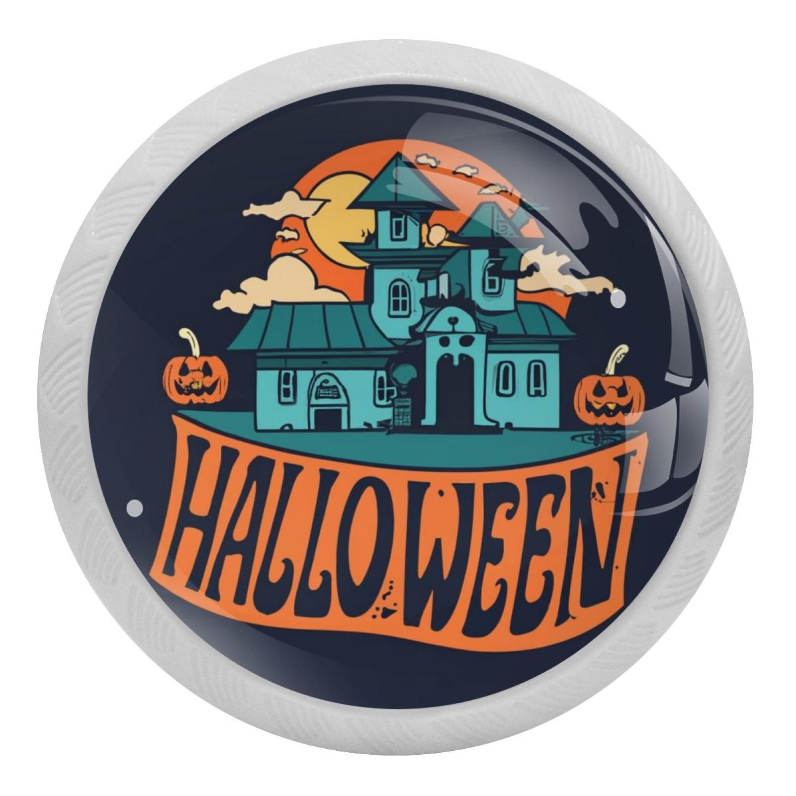 Halloween Fluorescent Drawer Pulls with Screws, Round 4-Pack, Glow-in ...