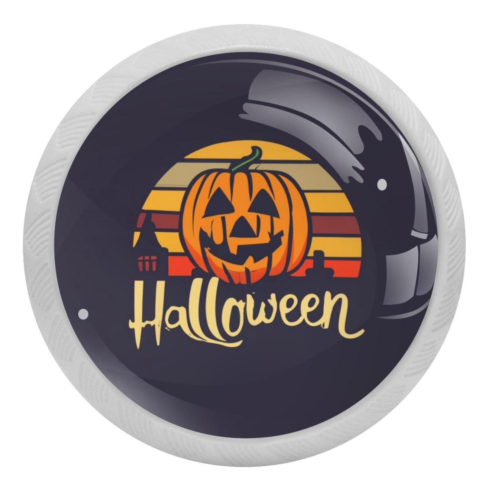 Halloween Fluorescent Drawer Pulls with Screws - Round 4-Pack, Glow-in ...