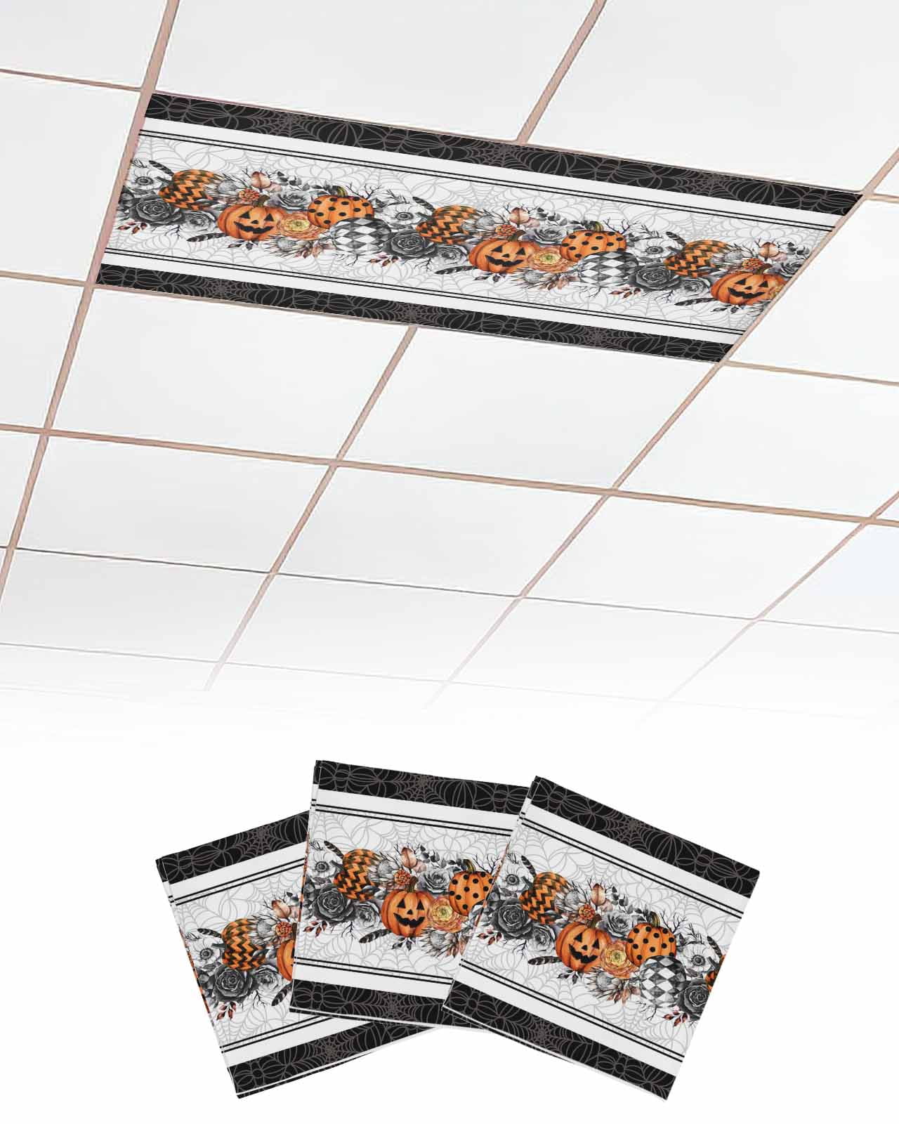 Halloween Fluorescent Light Covers for Ceiling Lights 4x2 feet,3 Pack ...