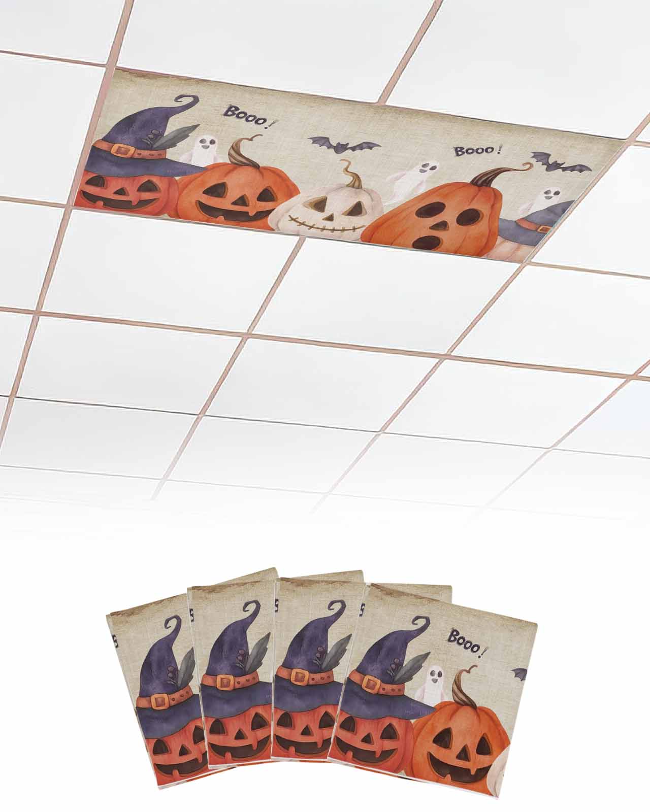 Halloween Fluorescent Light Covers for Ceiling Lights 4x2 feet,4 Pack ...