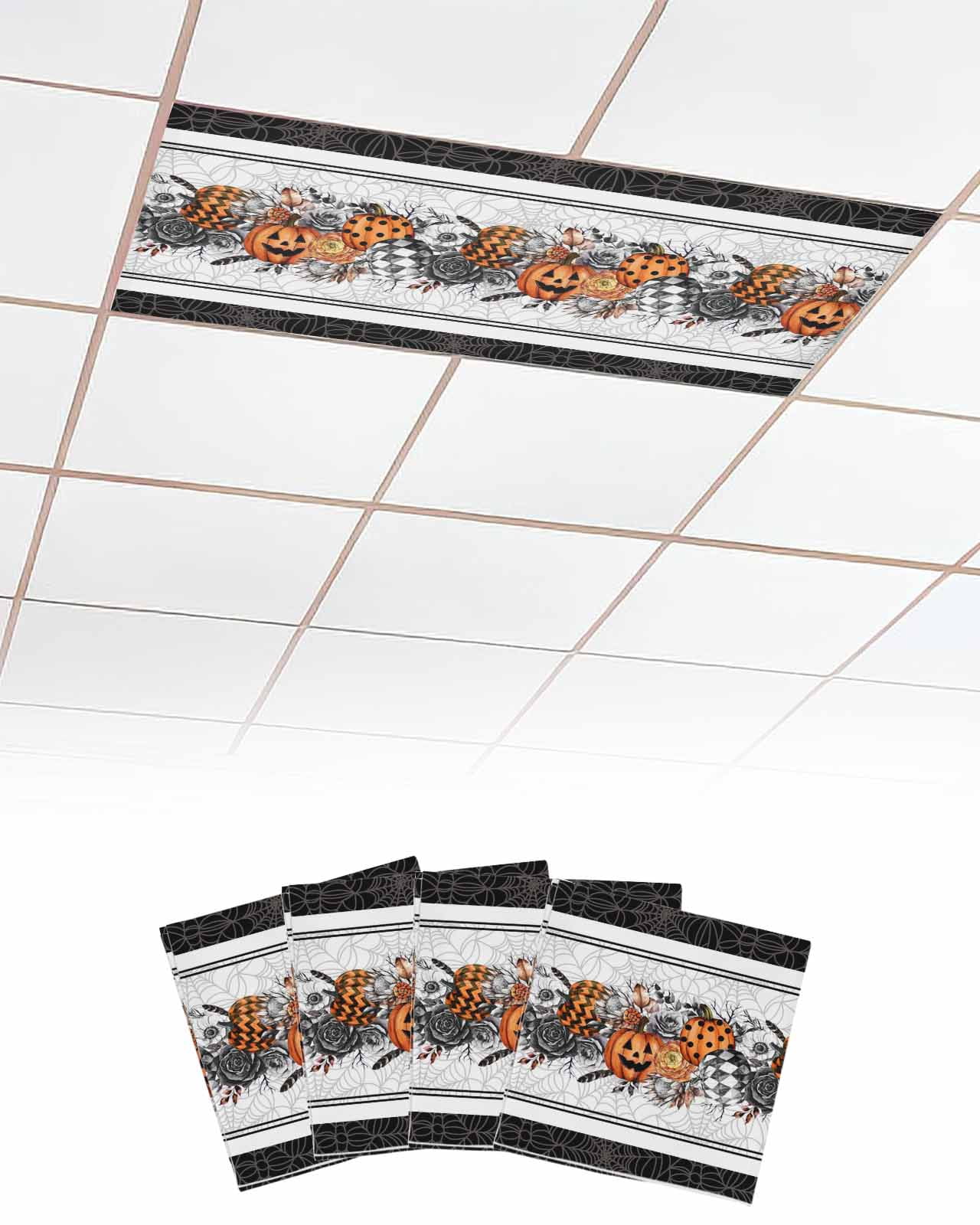 Halloween Fluorescent Light Covers for Ceiling Lights 4x2 feet,4 Pack ...
